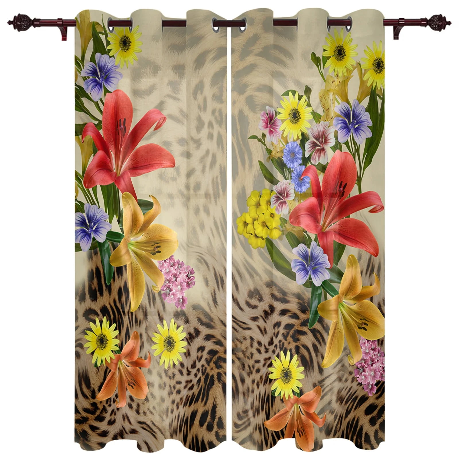 Red Zebra Leopard Print Window Curtains Home r Bedroom Window ...