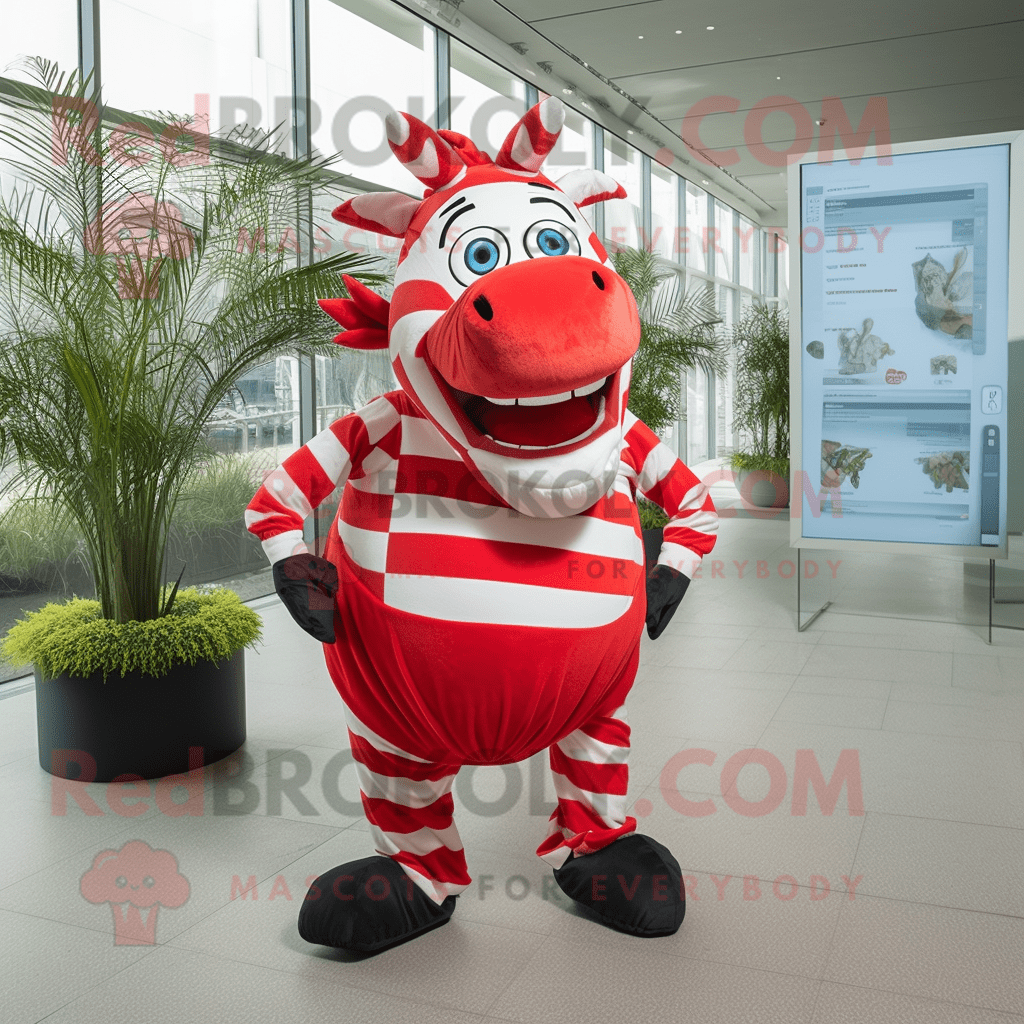 Red Zebra REDBROKOLY mascot costume character dressed with a Culottes ...