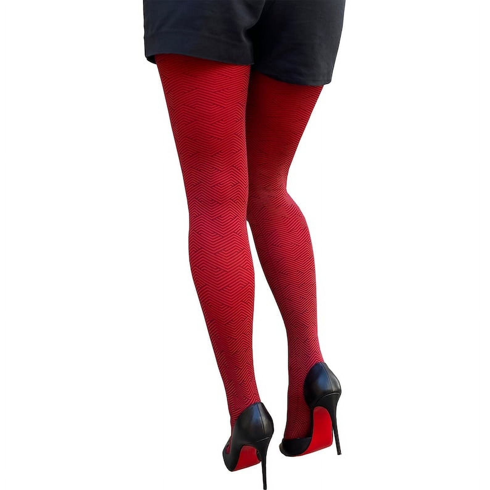 Red Zig Zag Tights For Women Malka Chic - Walmart.com
