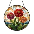 Red Zinnia Flower Stained Glass Suncatcher – Floral Window Decor ...