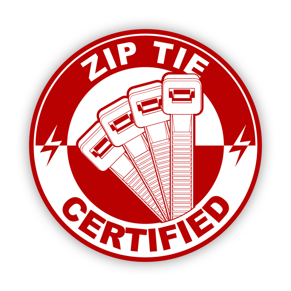 Red Zip Tie Certified Sticker Decal - Self Adhesive Vinyl ...