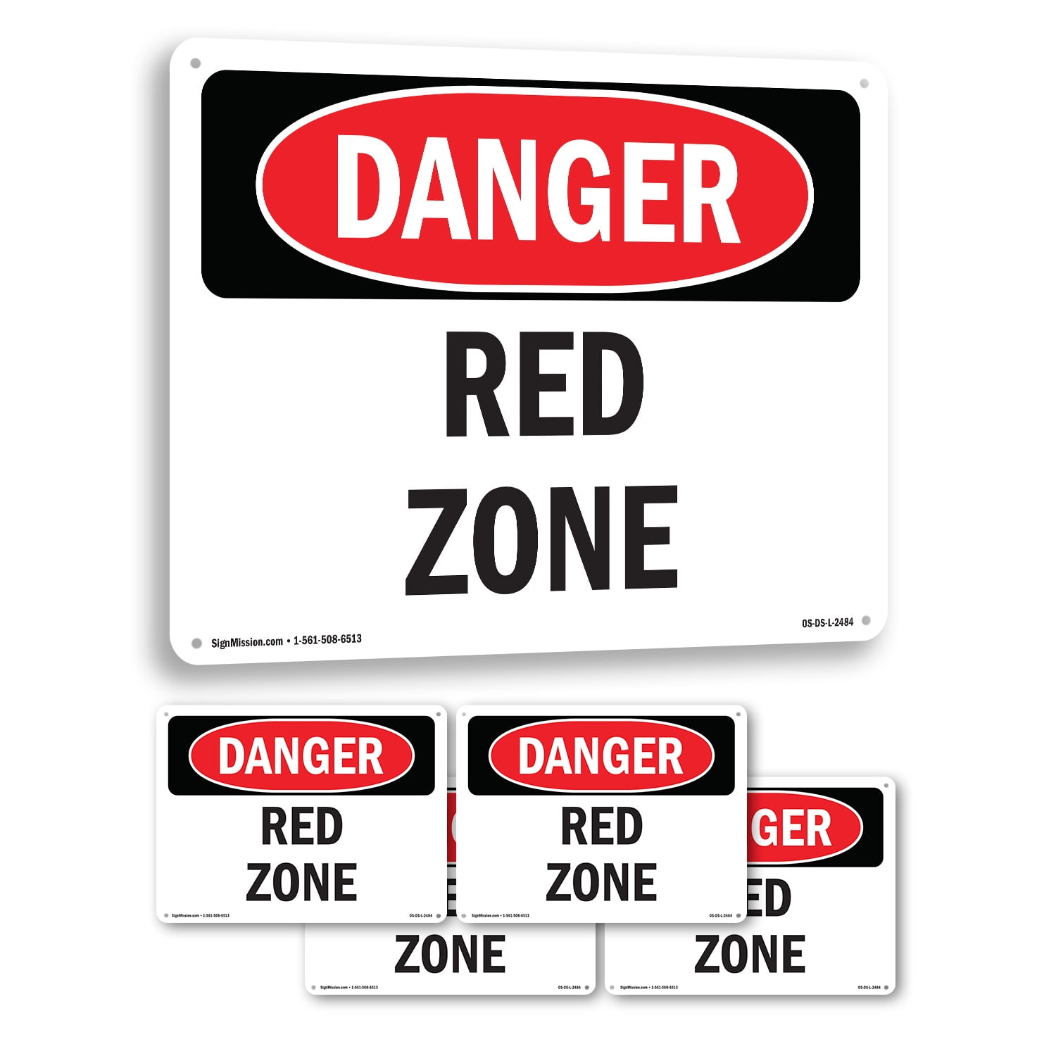 Red Zone OSHA Danger Aluminum Sign 14 Inch x 10 Inch - 5 Pack - Walmart.com