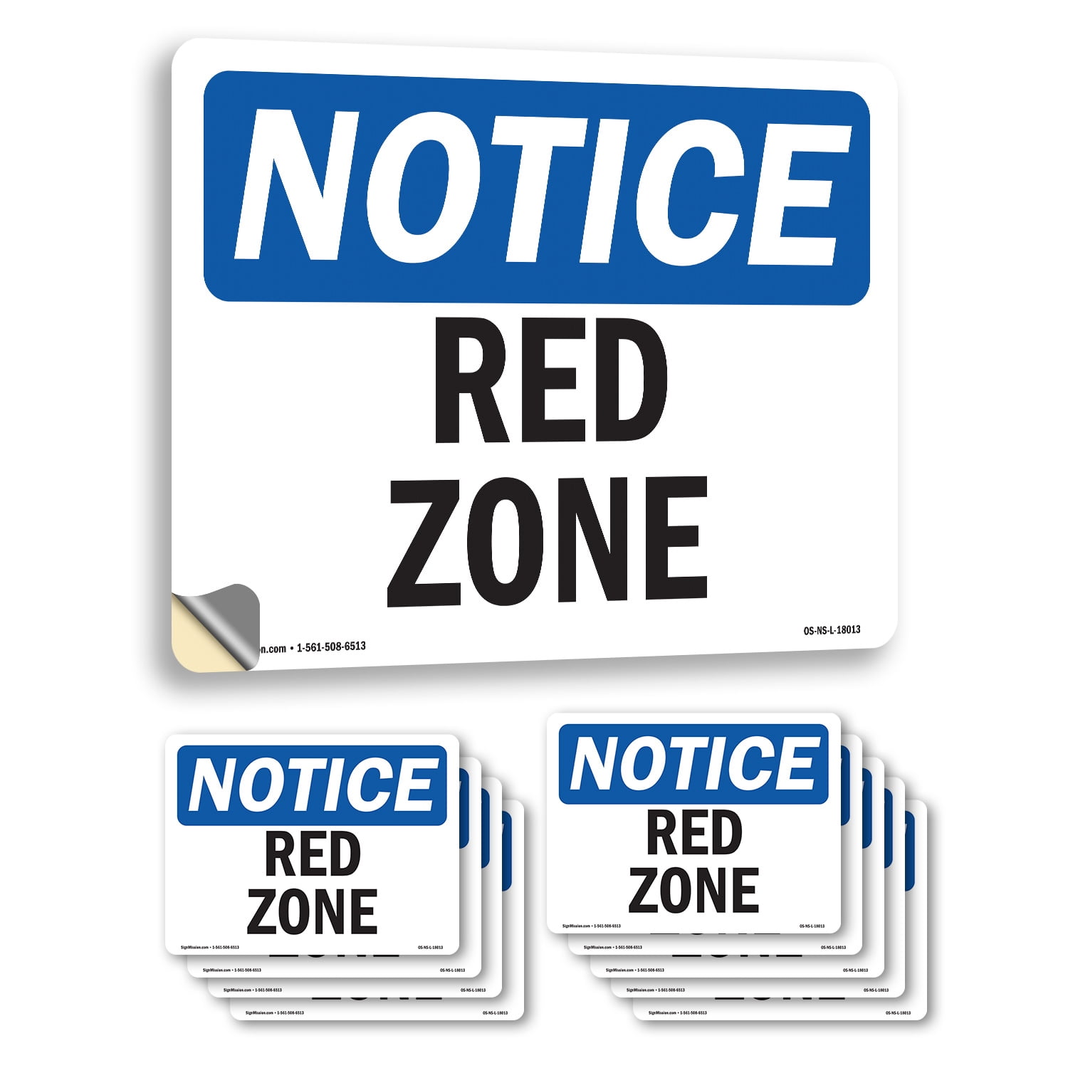 Red Zone OSHA Notice Vinyl Decal Label 24 Inch x 18 Inch - 10 Pack ...