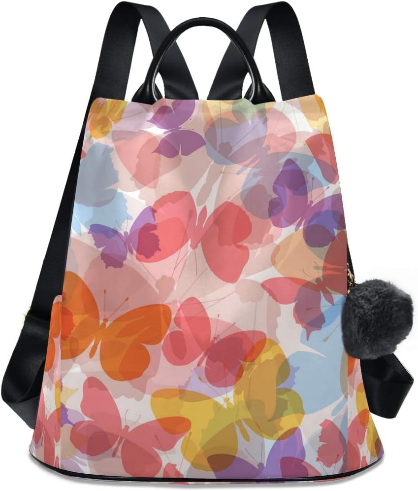 Red & Pink Butterfly Backpack Purse for Women Anti Theft Fashion Back ...