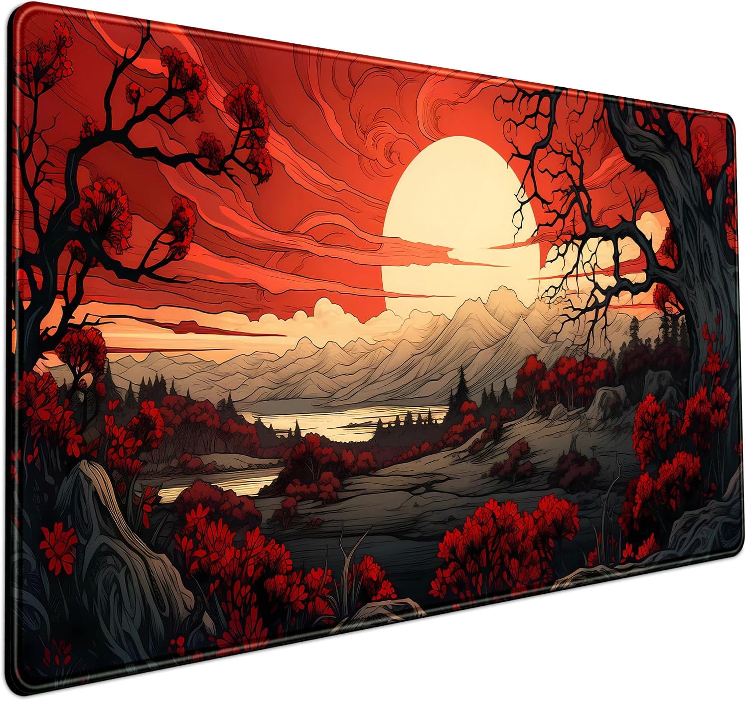 Red and Black Anime Mouse Pad XL Japanese Large Gaming Mouse Pad for ...