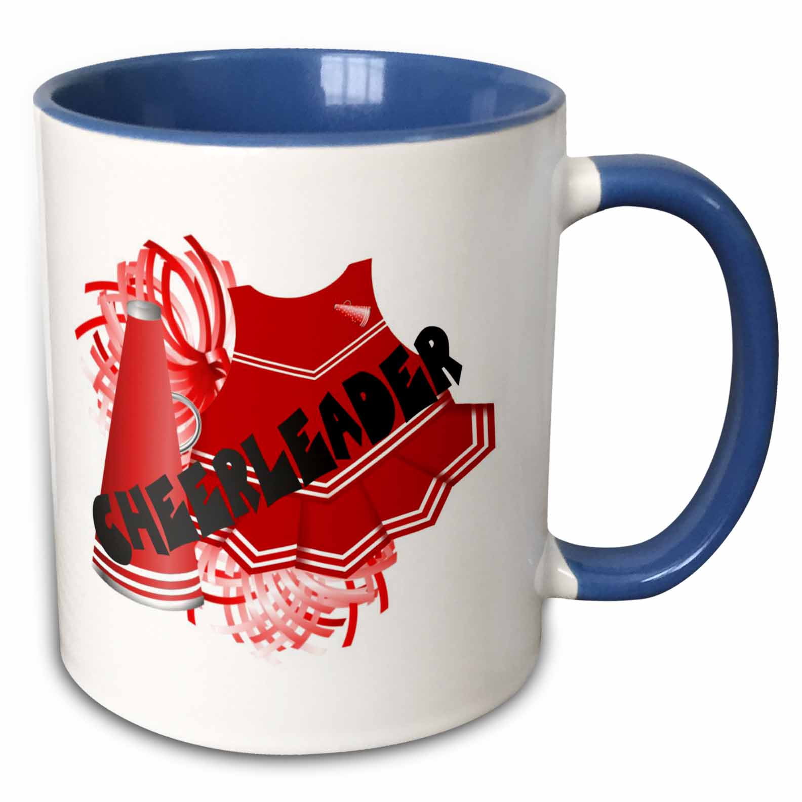 Red and Black Cheerleader Outfit Cartoon 15oz Two-Tone Blue Mug mug ...