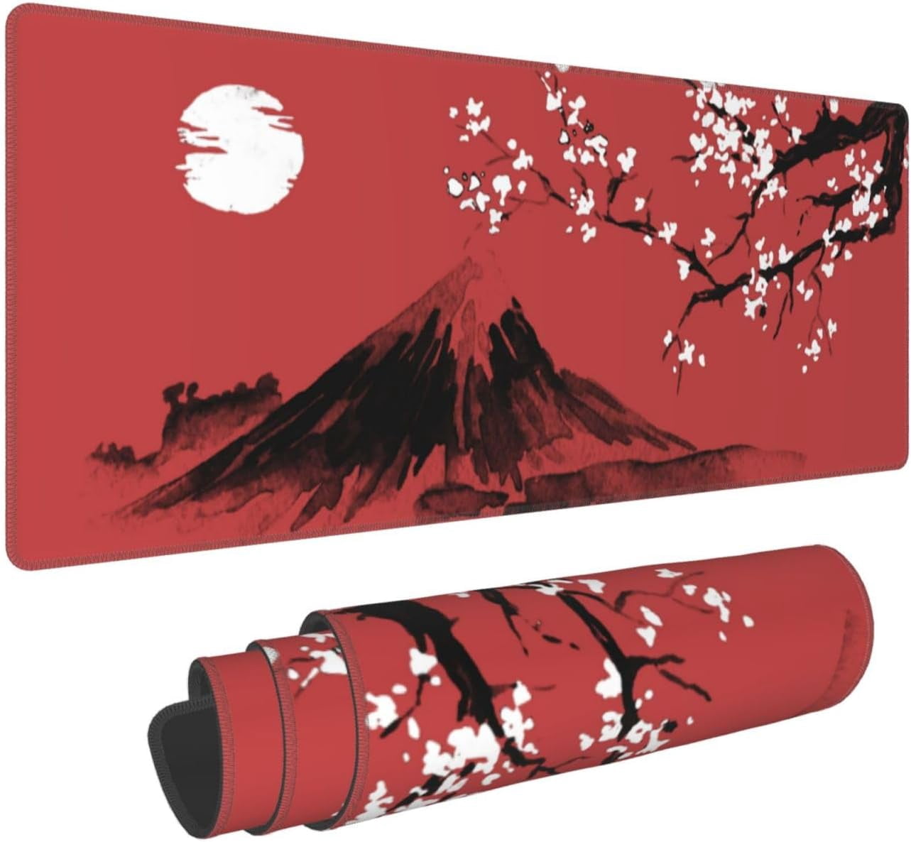 Red and Black Cherry Blossom Mountain Gaming Mouse Pad Extended Large ...