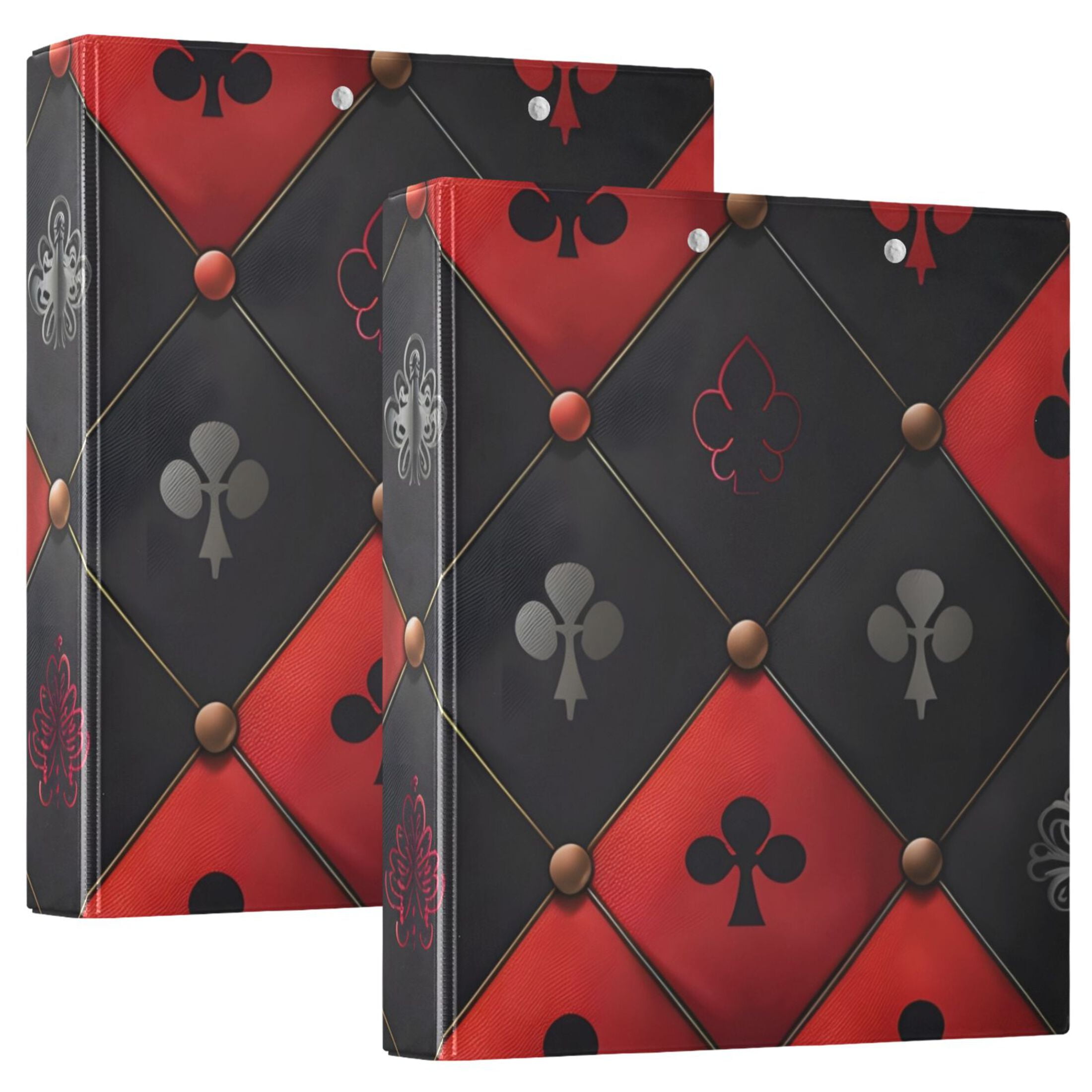 Red and Black Lattice Hardcover 3 Ring Binder 1.5 inch Round Rings with ...