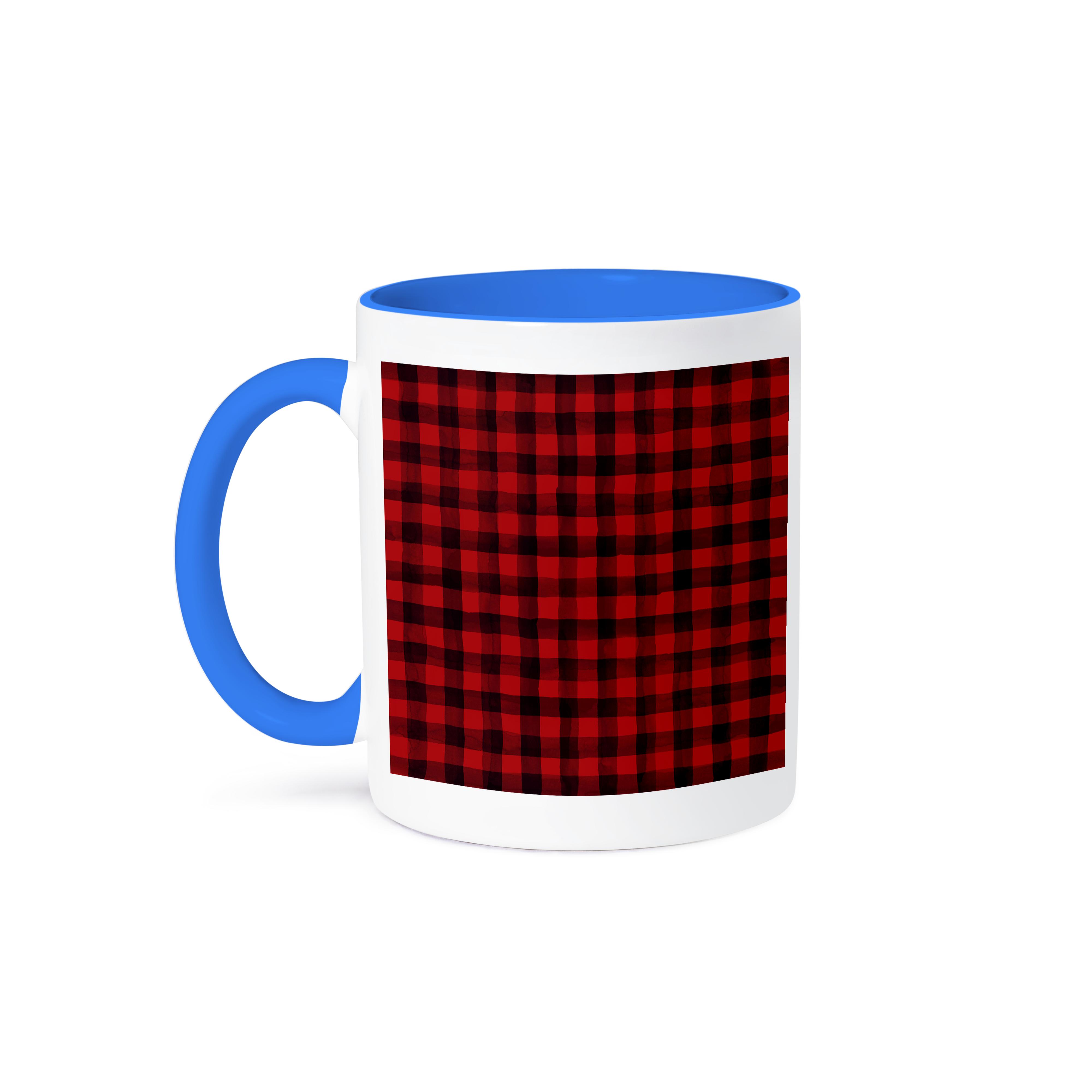 3dRose, Red and Black Plaid Checks Pattern, 15oz Two-Tone Blue Mug ...