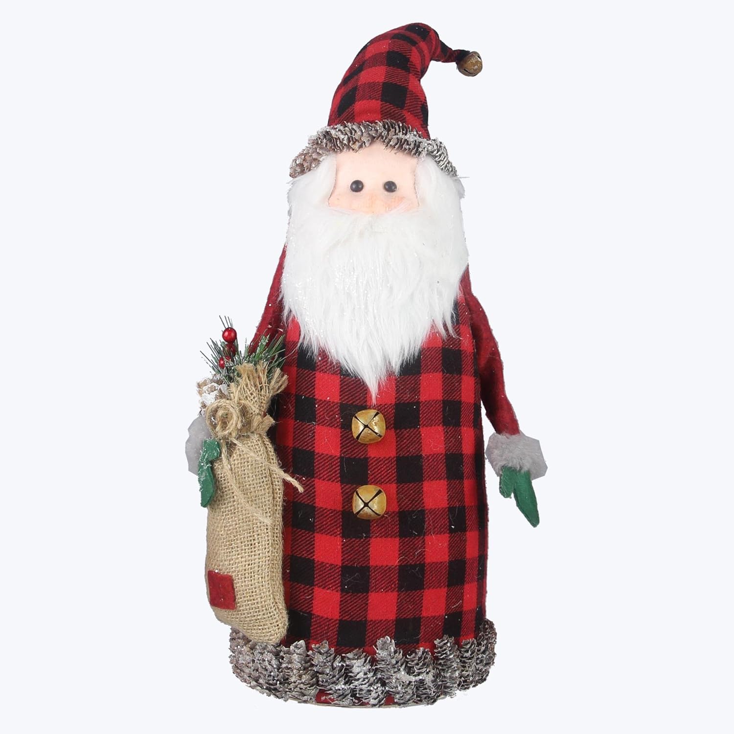 Red and Black Plaid Santa Tabletop Figurine, 20-inch Height, Wood and ...