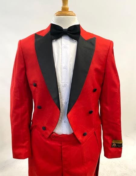 Red and Black Prom Tuxedo Suit - Wedding Tail Coat - Cutaway Morning ...