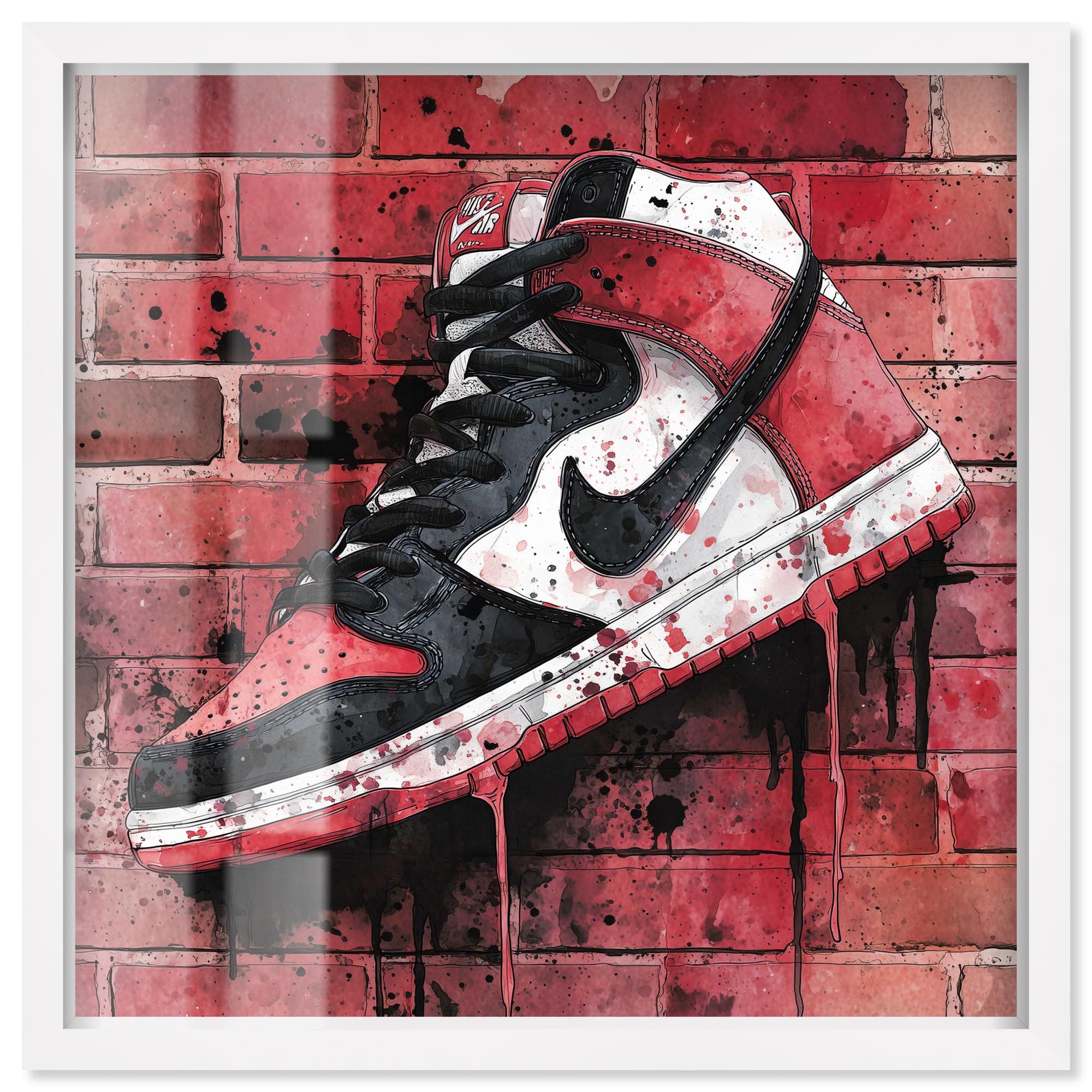 Red and Black Sneaker Drip Wall Shadowbox Print Sports Wall Art by Art ...