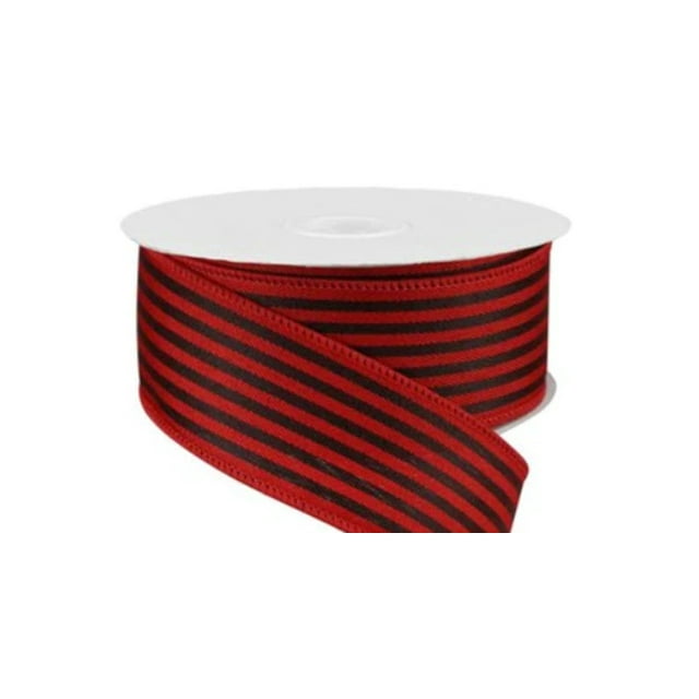 Red and Black Vertical Striped Wired Ribbon - Bold Contrast for ...