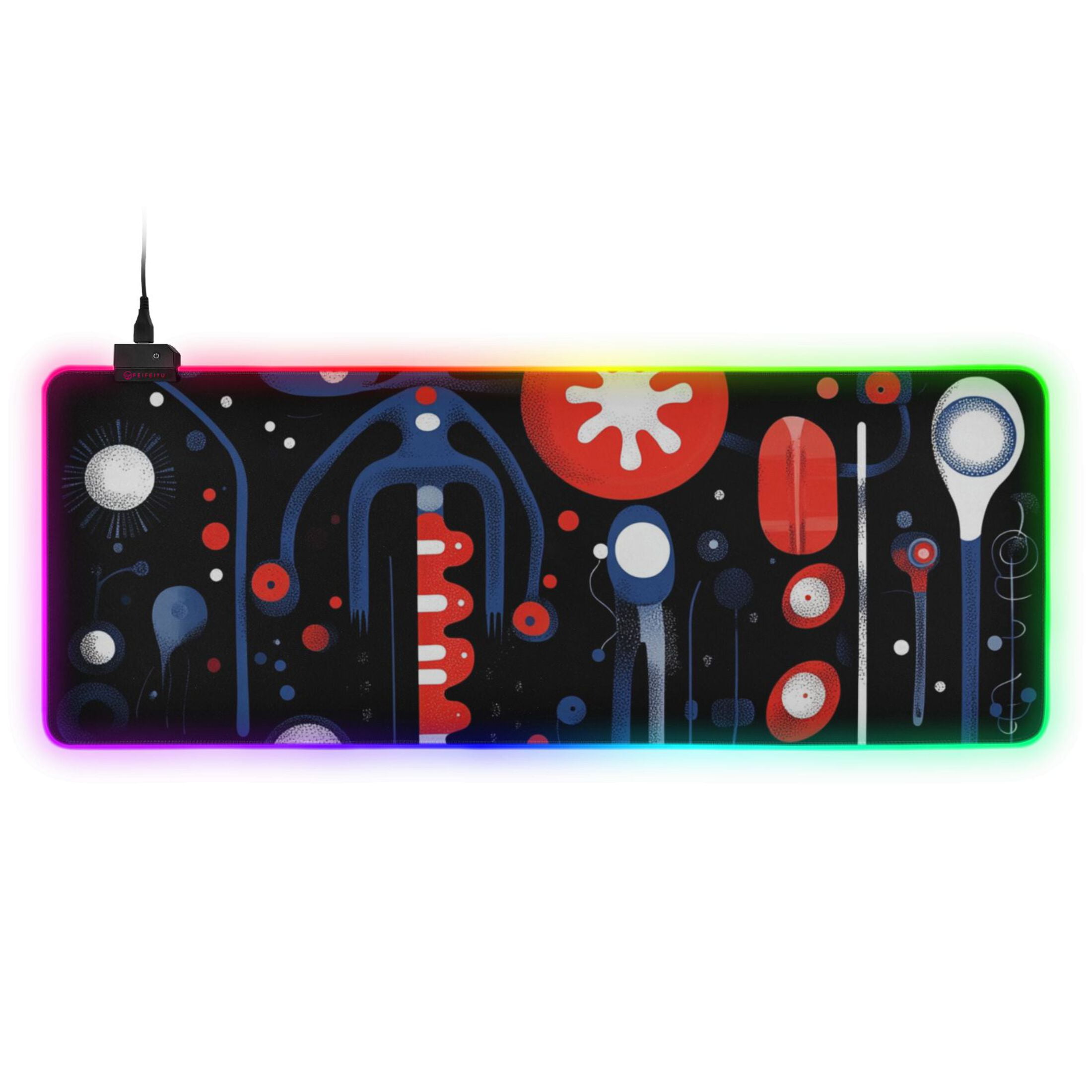 Red and Blue Abstract RGB Gaming Mouse Pad Large Keyboard Mat Rubber ...