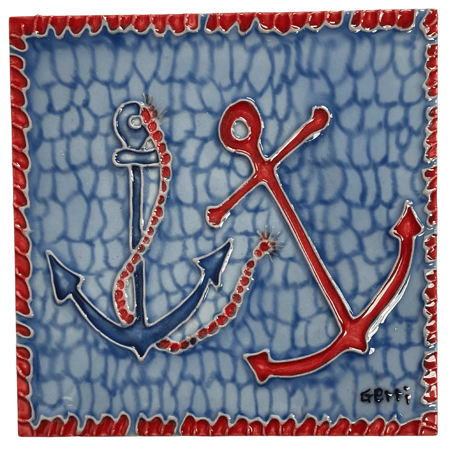 Red and Blue Boat Anchors 6X6 Inch Ceramic Tile - Walmart.com