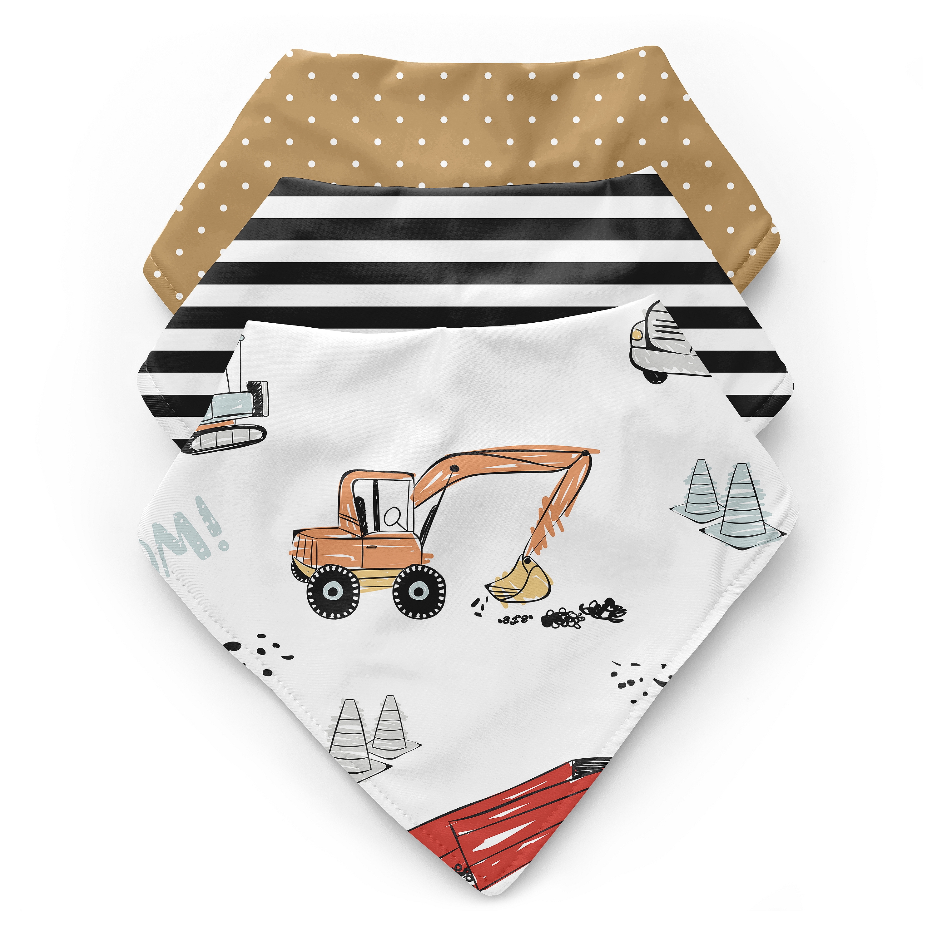 Red and Blue Construction Truck Fabric Bandana Baby Bibs (3 Pack Set ...