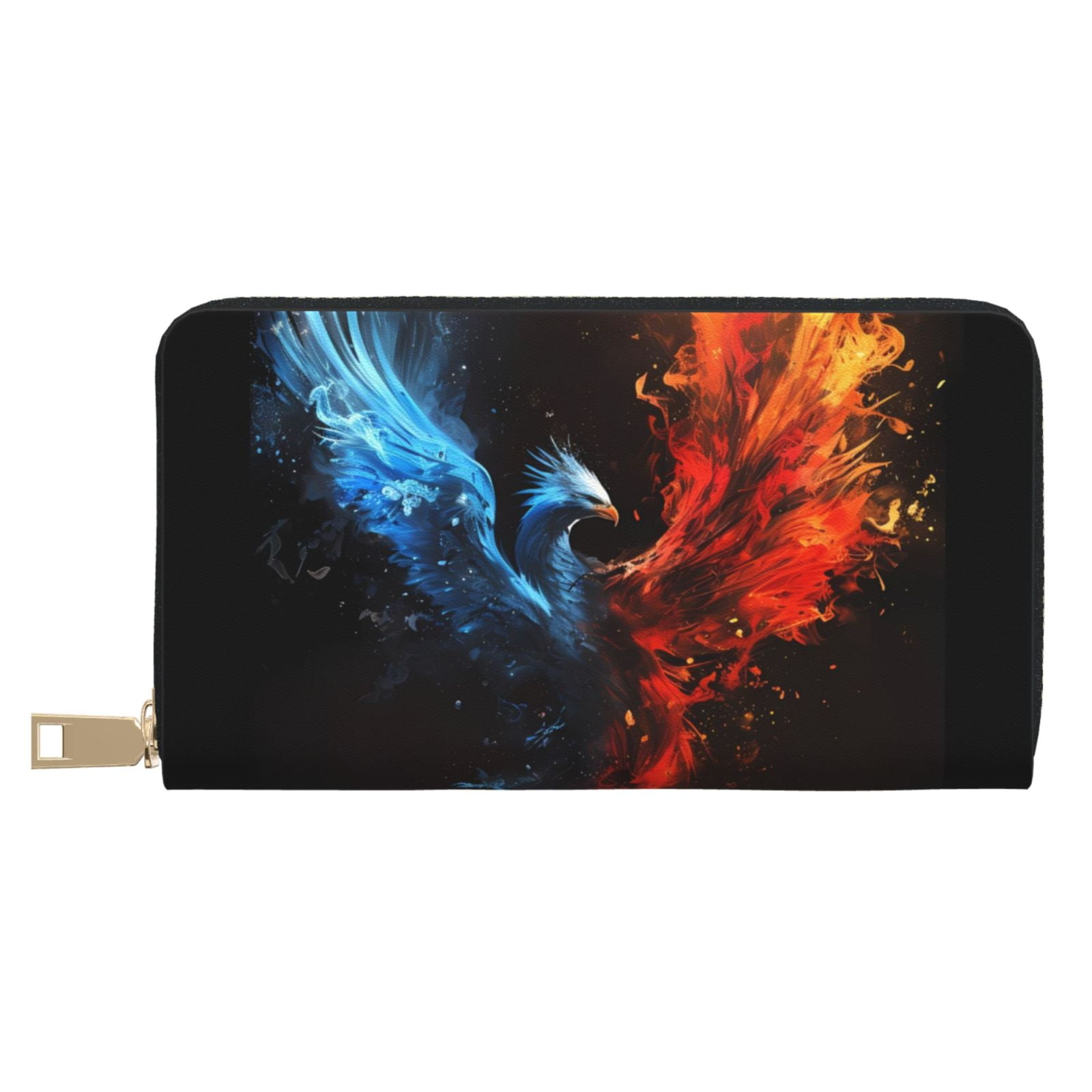 Red and Blue Fire Bird Wallet Women, Leather Bifold Multi Card Wallet ...