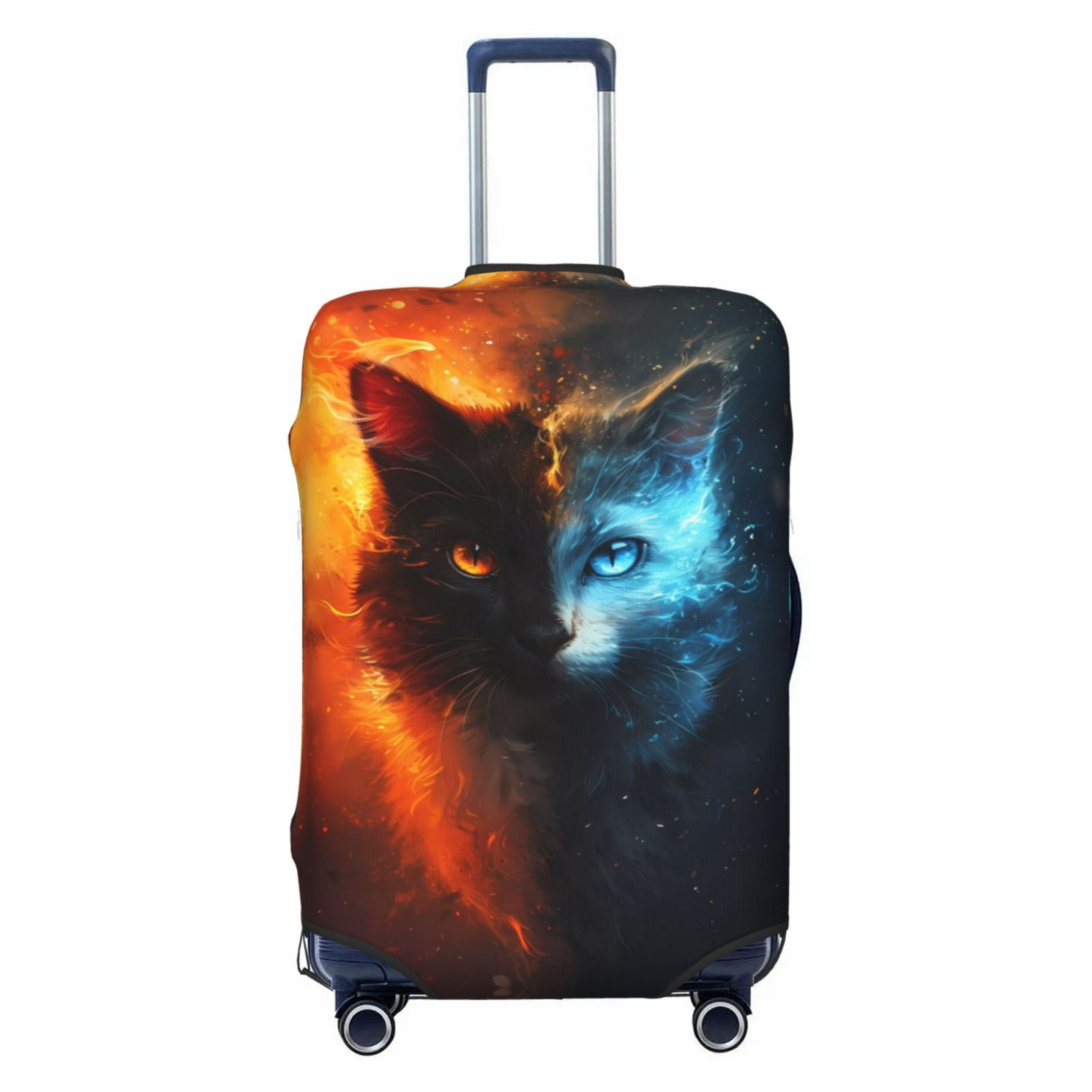 Red and Blue Fire Cat Luggage Cover for Travel Business Trip, Suitcase ...