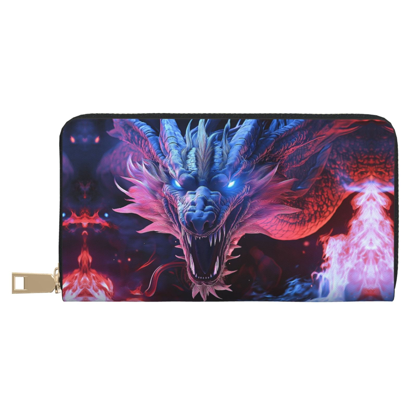 Red and Blue Fire Dragon A Wallet Women, Leather Bifold Multi Card ...