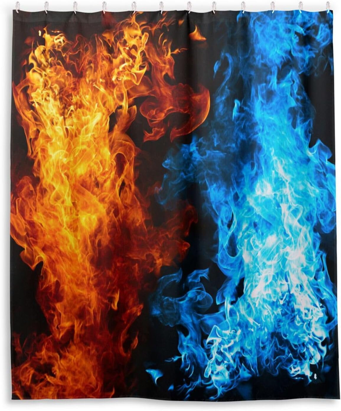 Red and Blue Fire Shower Curtain for Bathroom Waterproof Fabric Shower ...