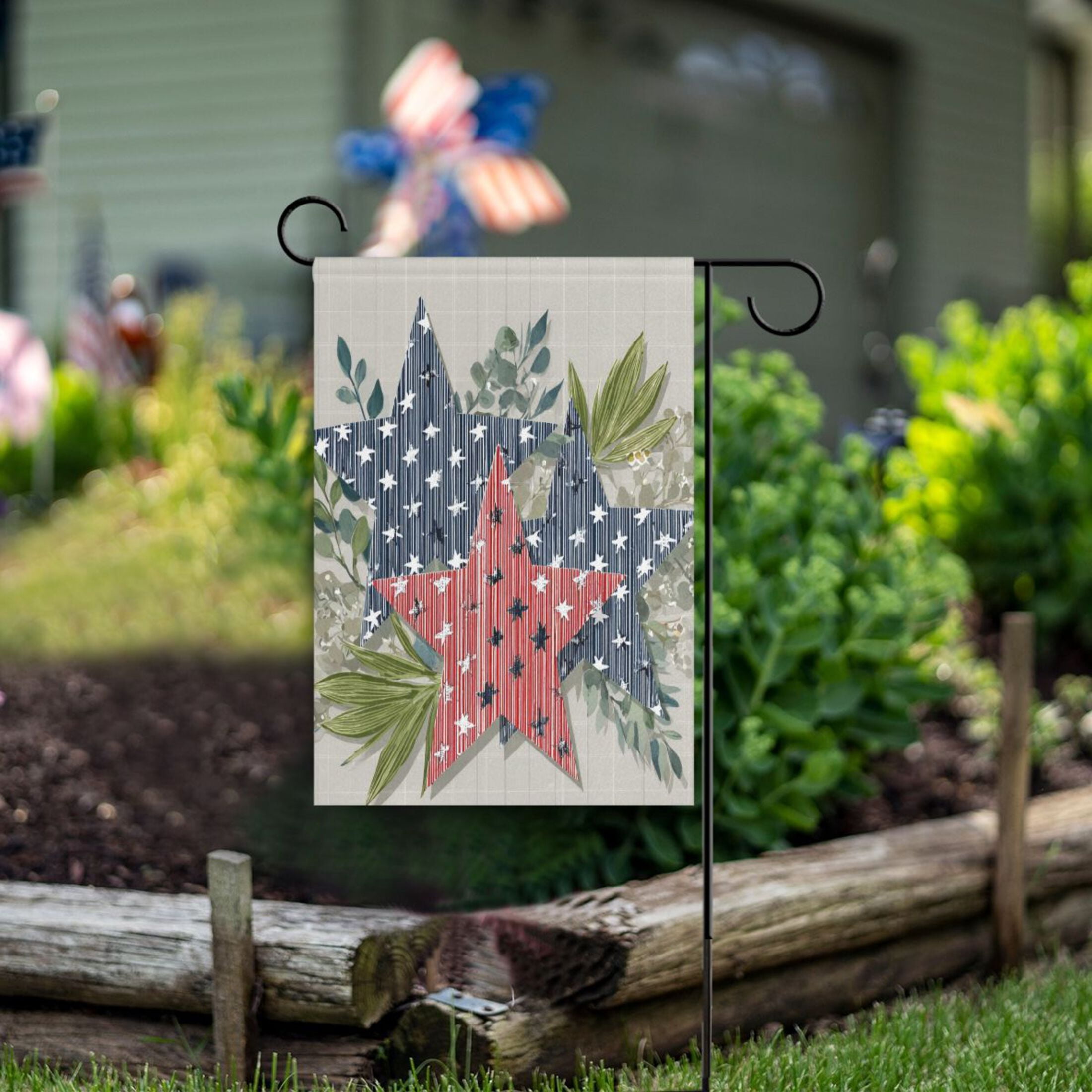 Red and Blue Stars Garden Flag Double Sided Outdoor Banners Yard Flags ...