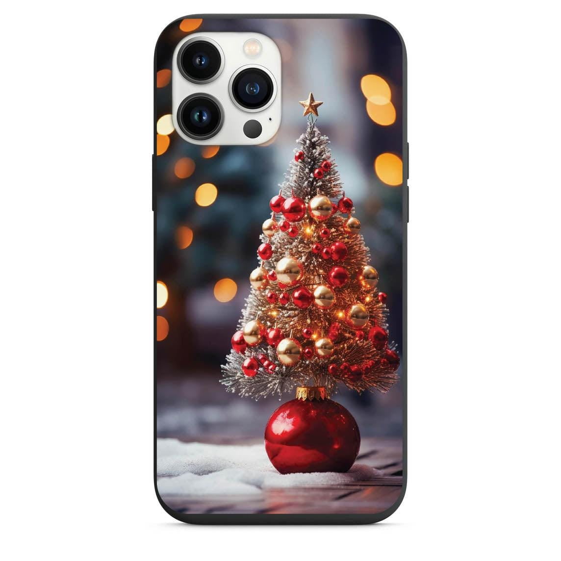 Red and Gold Christmas Tree Elegant Design for iPhone 17 11 12 13 14 15 ...