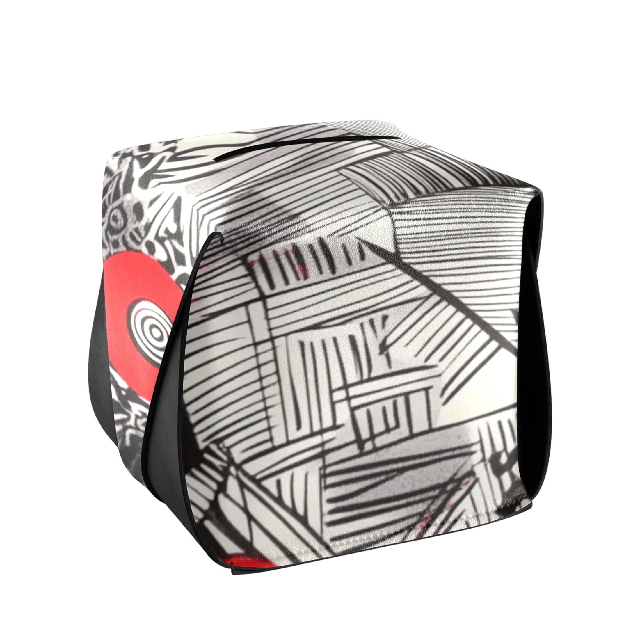 Red and Gray Abstract Art Tissue Box Cover Leather Square Rectangle ...