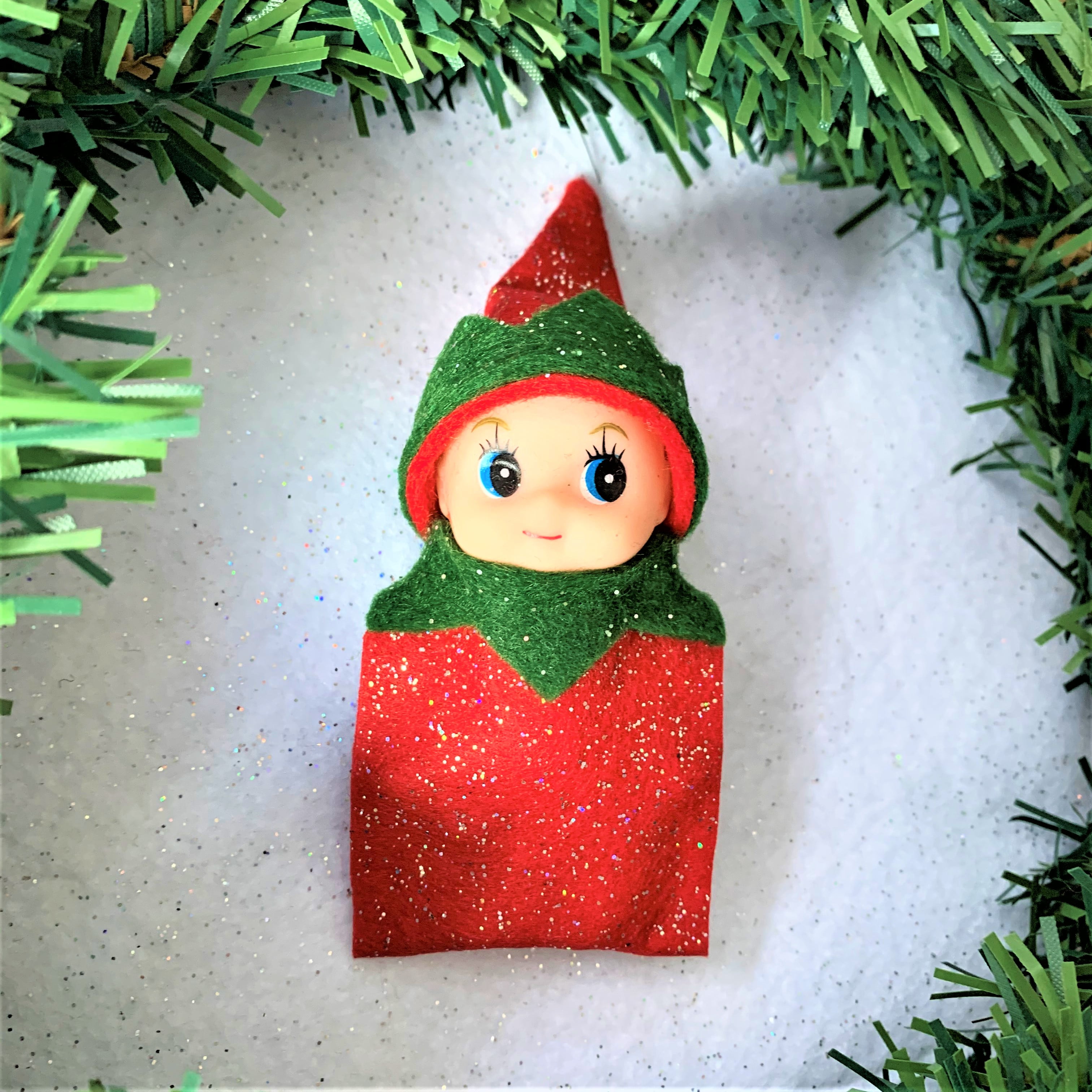 Red and Green Baby Elf Figurine, Miniature Christmas Elf, Tiny Elf ...