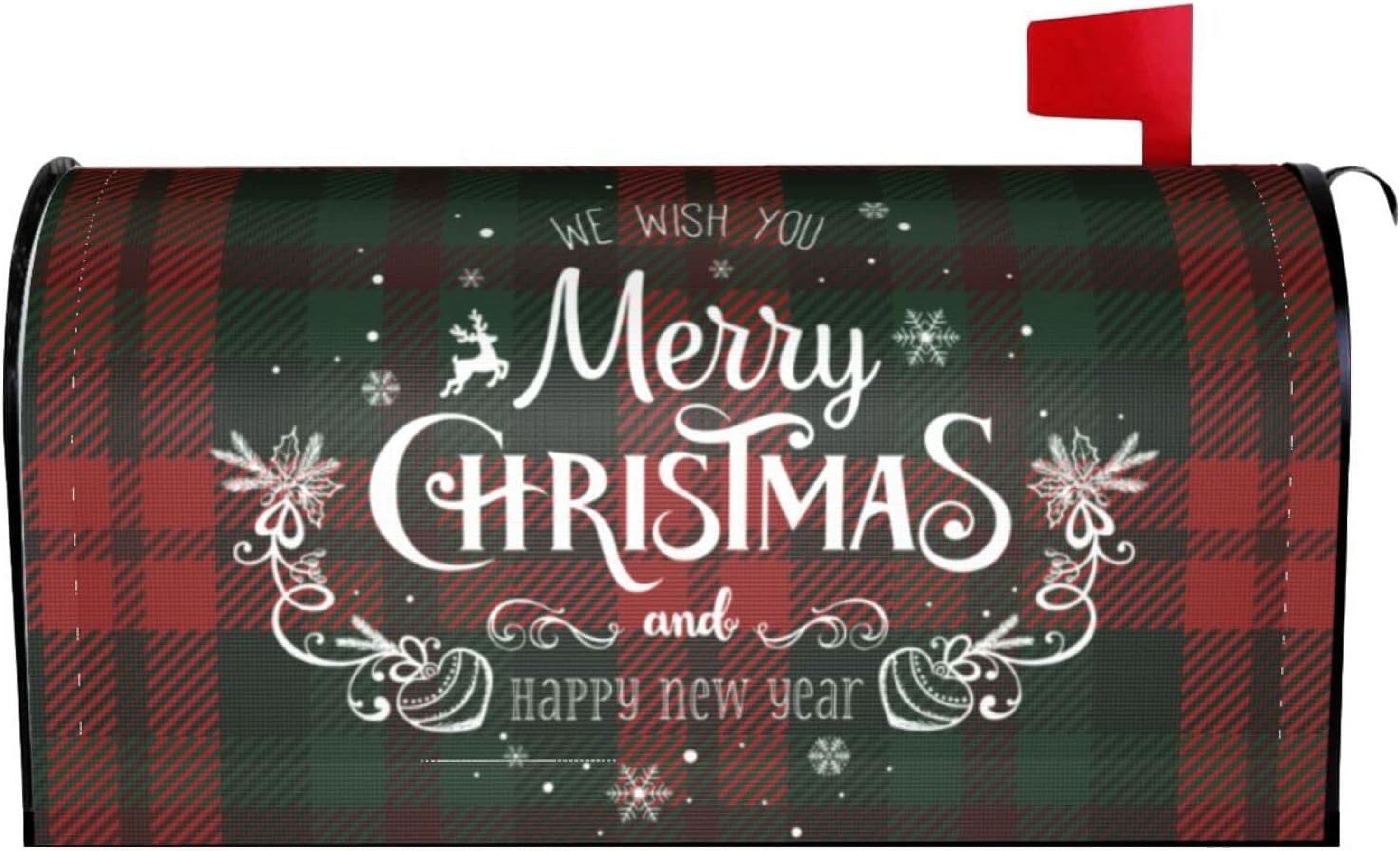 Red and Green Buffalo Plaid Mailbox Covers Magnetic Large Size 21" X 25 ...