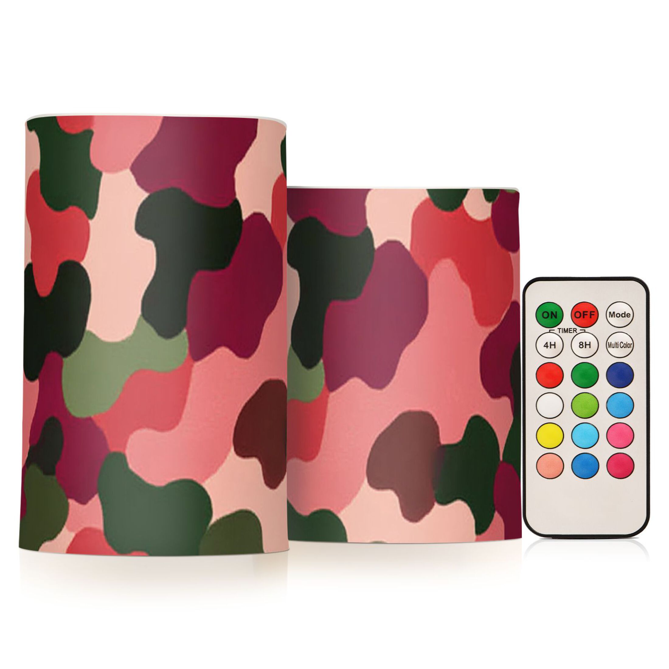 Red and Green Camouflage Flickering Flameless Candles Battery Operated ...