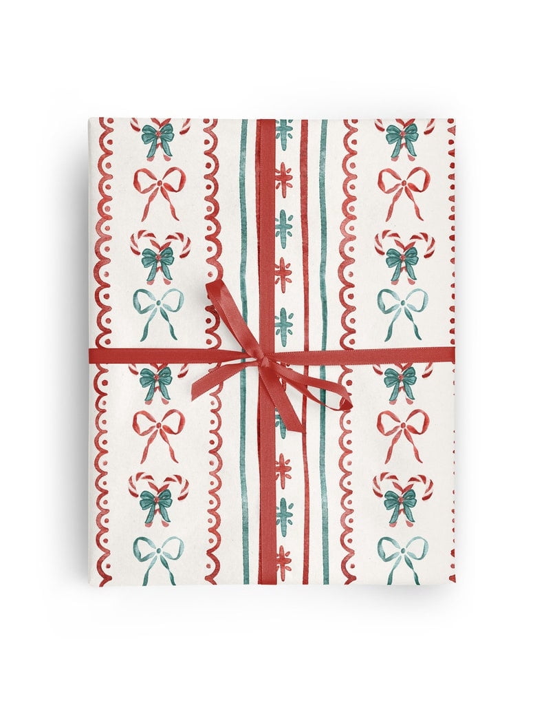 Red and Green Christmas Candy Cane Stripe Wrapping Paper, Wrapping ...