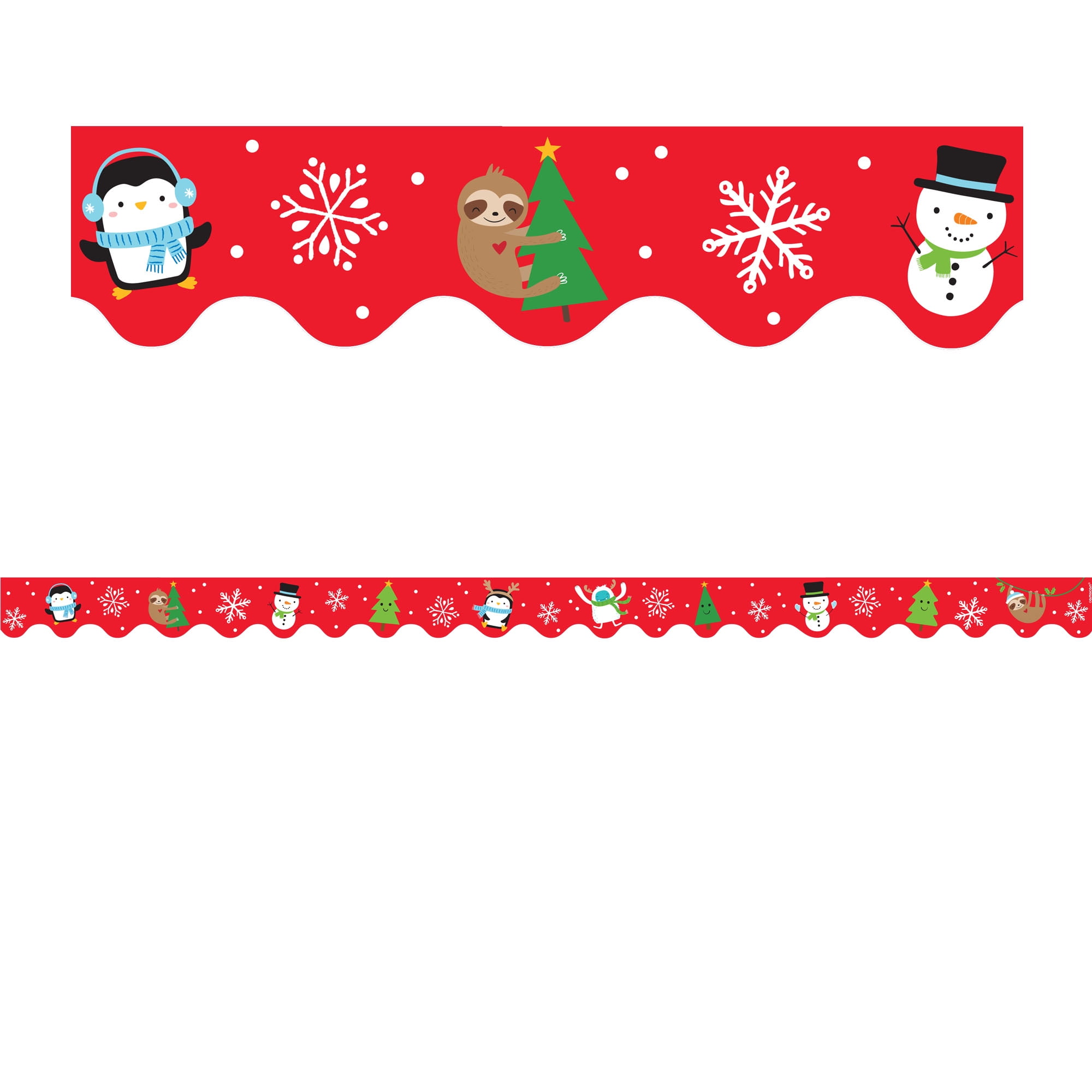 Red and Green Christmas Character Paper Bulletin Border Trim - 2.18" x ...