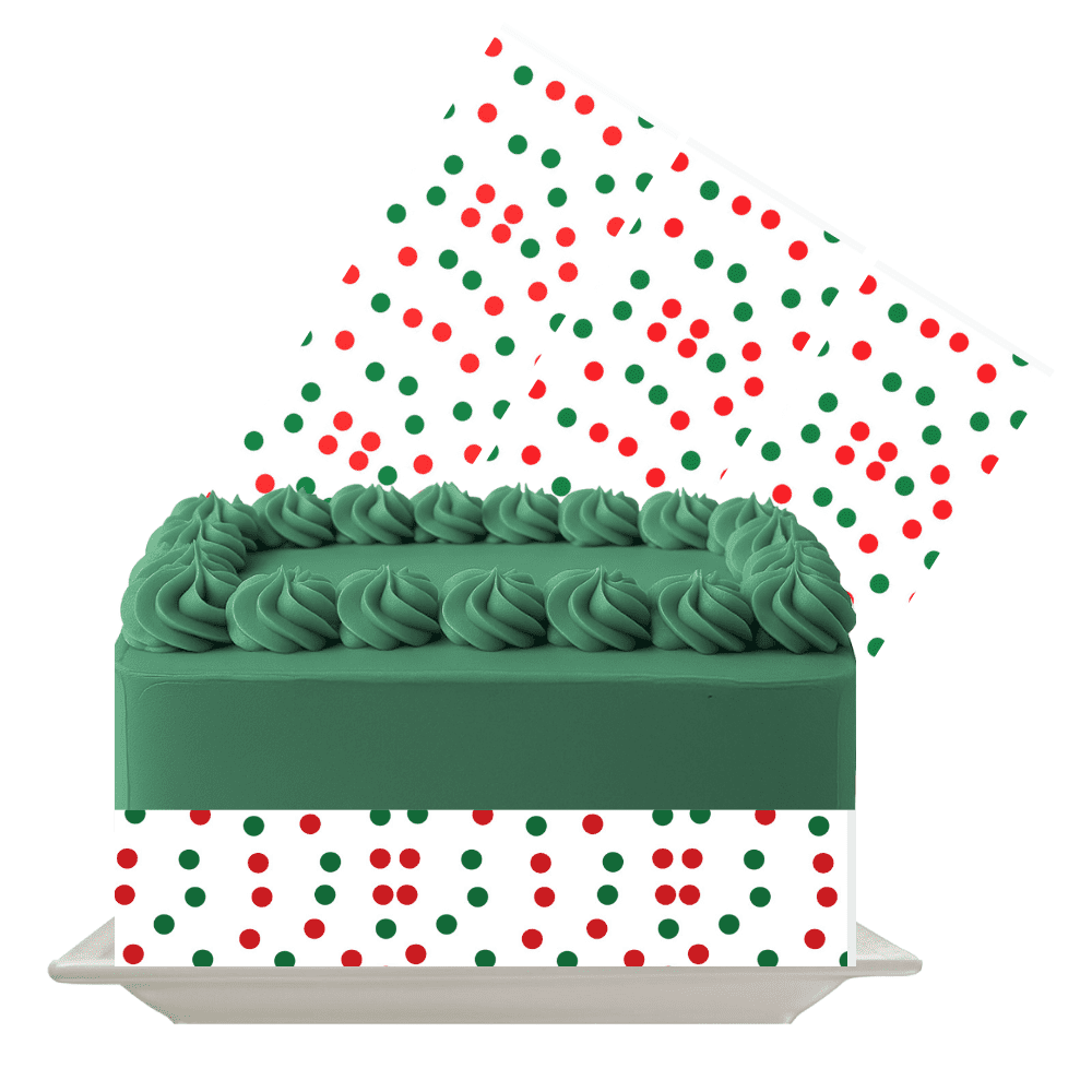 Red and Green Dots Edible Cake Wrap | Festive Polka Dot Icing Sheet ...