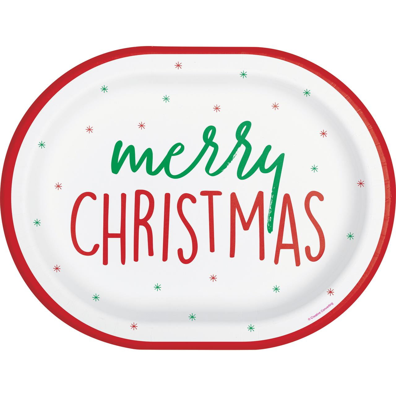 Brandclub - Red and Green Merry Christmas Oval Disposable Paper Plates ...