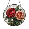 Red and Orange Rose Stained Glass Suncatcher – Floral Window Hanging ...