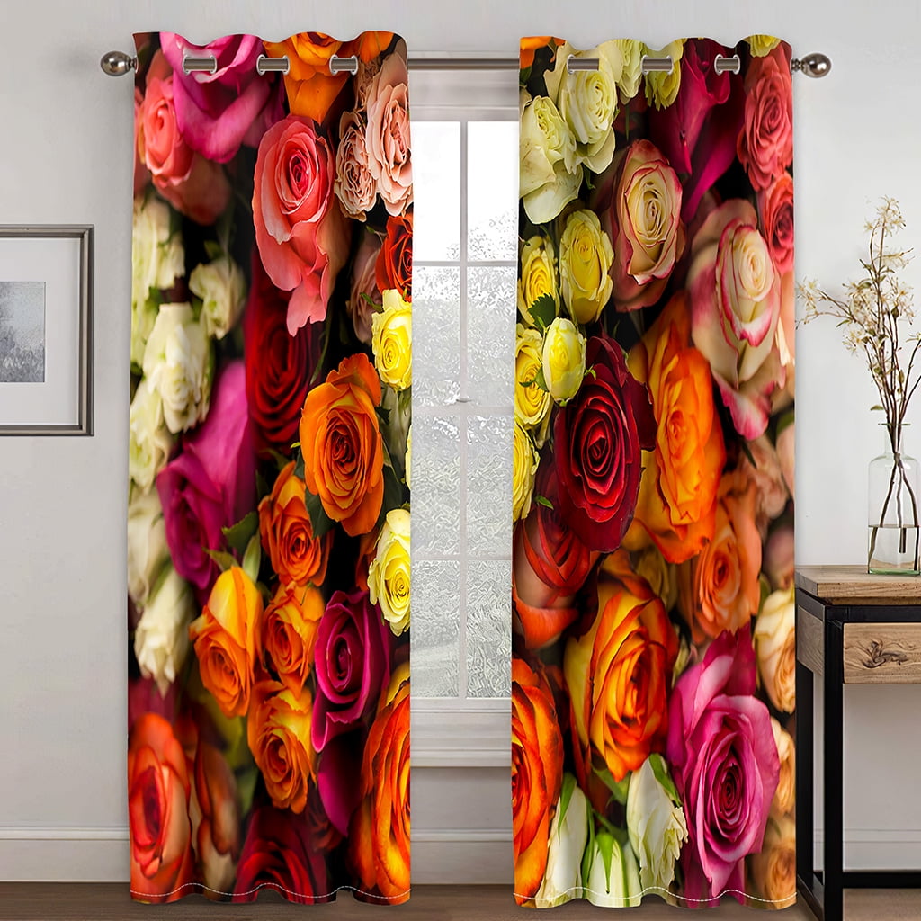 Red and Pink Color Shiny Roses Sunshade Curtains Girl Bedroom Decorated ...