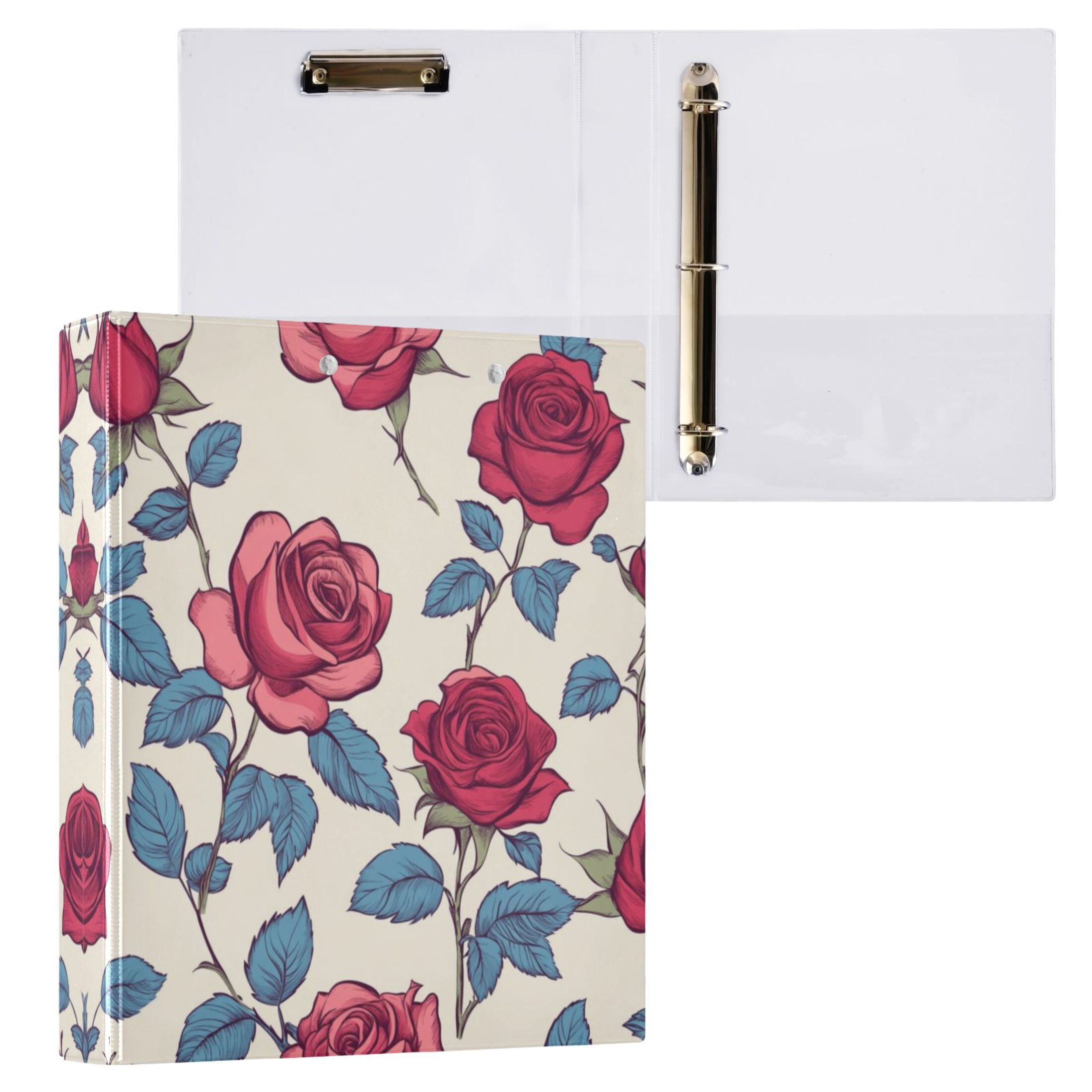 Red and Pink Roses 3 Ring Hardcover Binders 1.5in Round Rings for ...