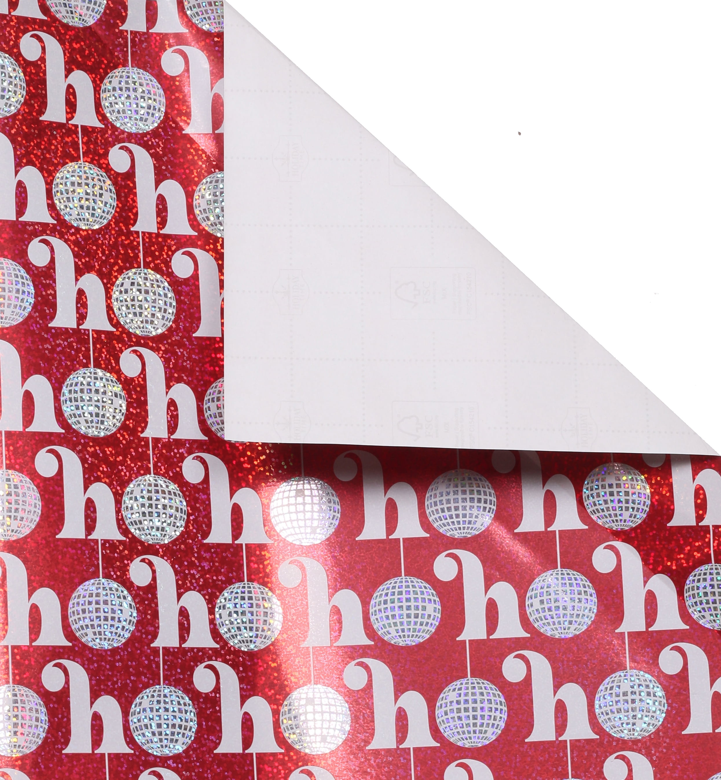 Red and Silver Holographic Christmas Wrapping Paper, 70 sq ft single ...
