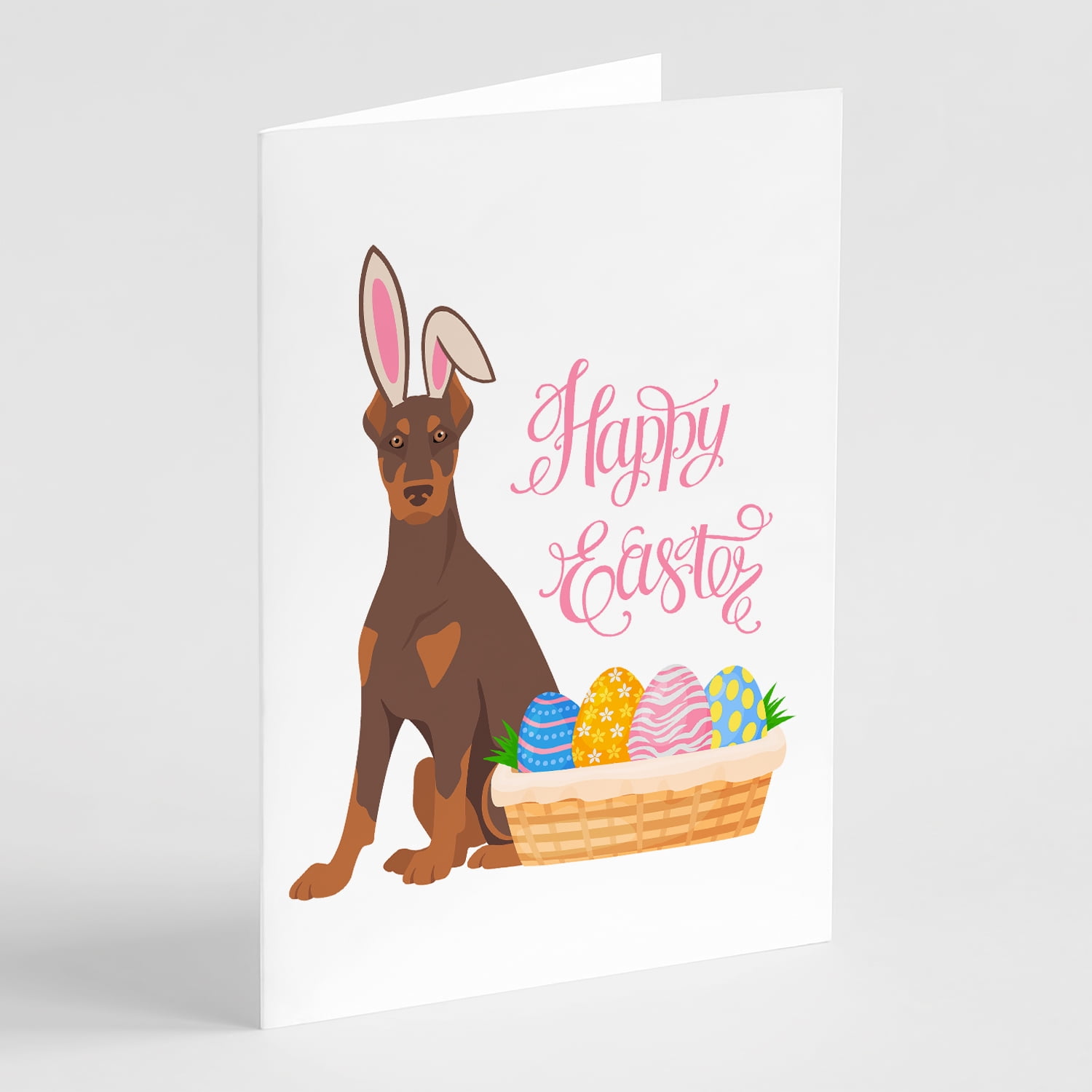 Red and Tan Doberman Pinscher Easter Greeting Cards and Envelopes Pack ...