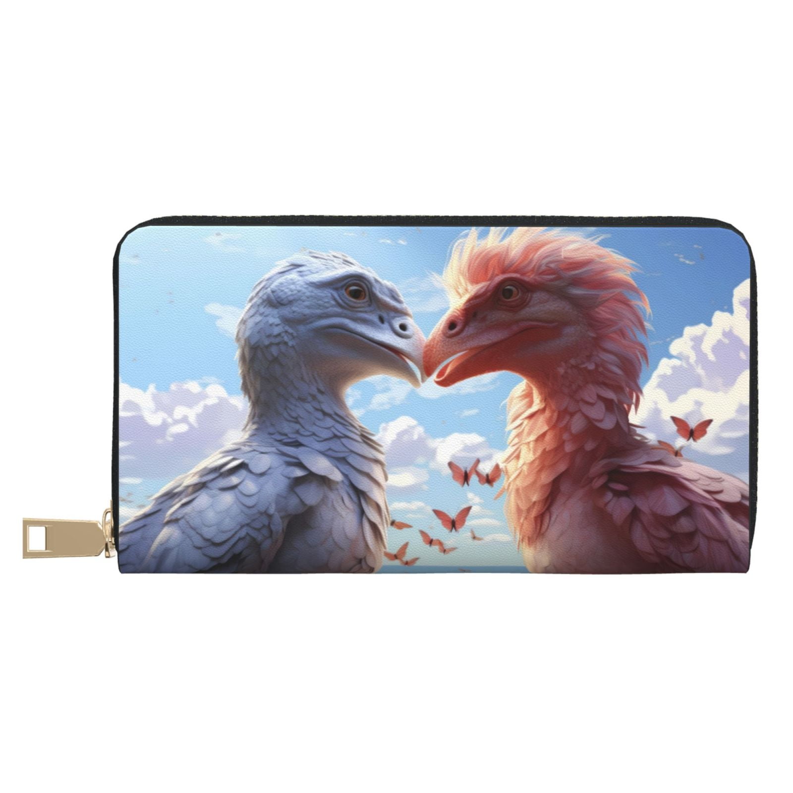 Red and White Bird Couple Wallet Women, Leather Bifold Multi Card ...