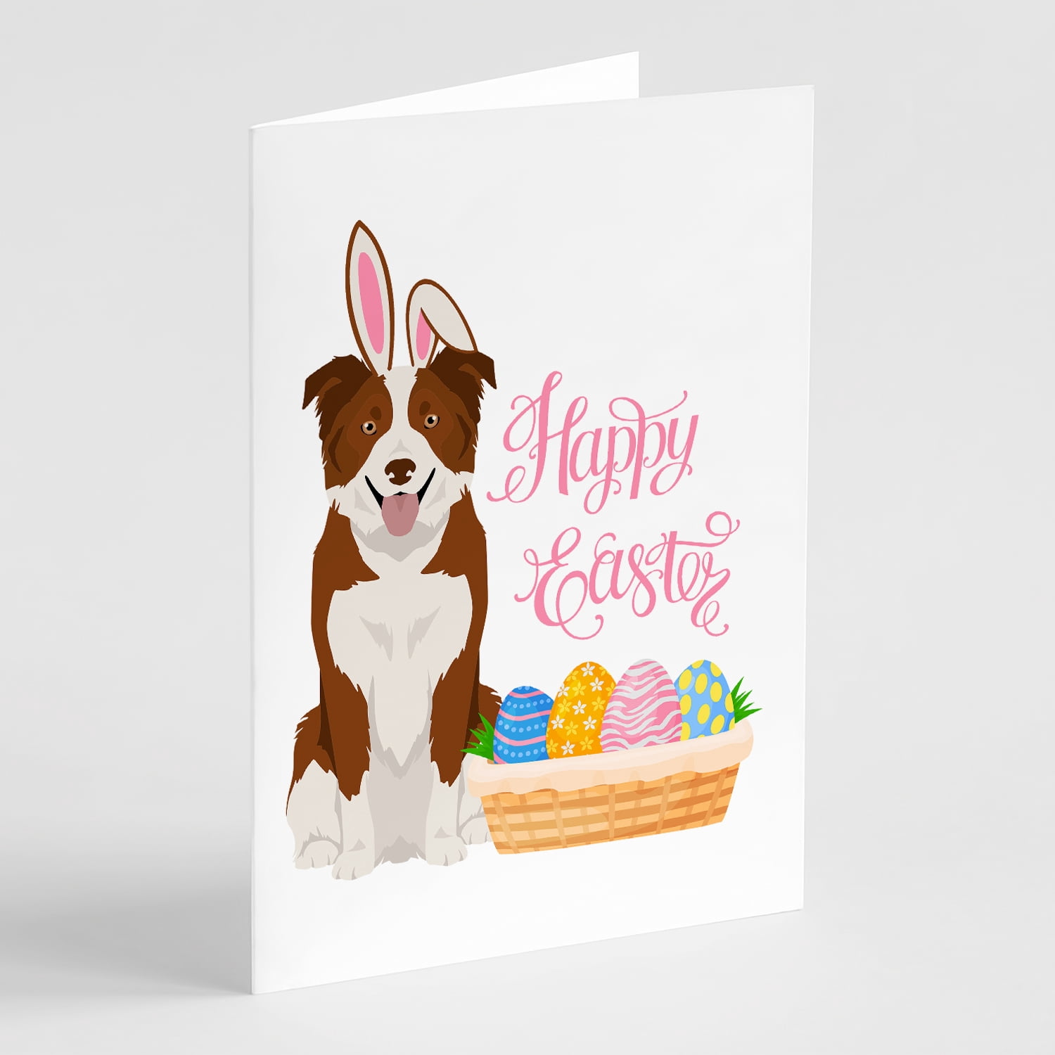 Red and White Border Collie Easter Greeting Cards and Envelopes Pack of ...