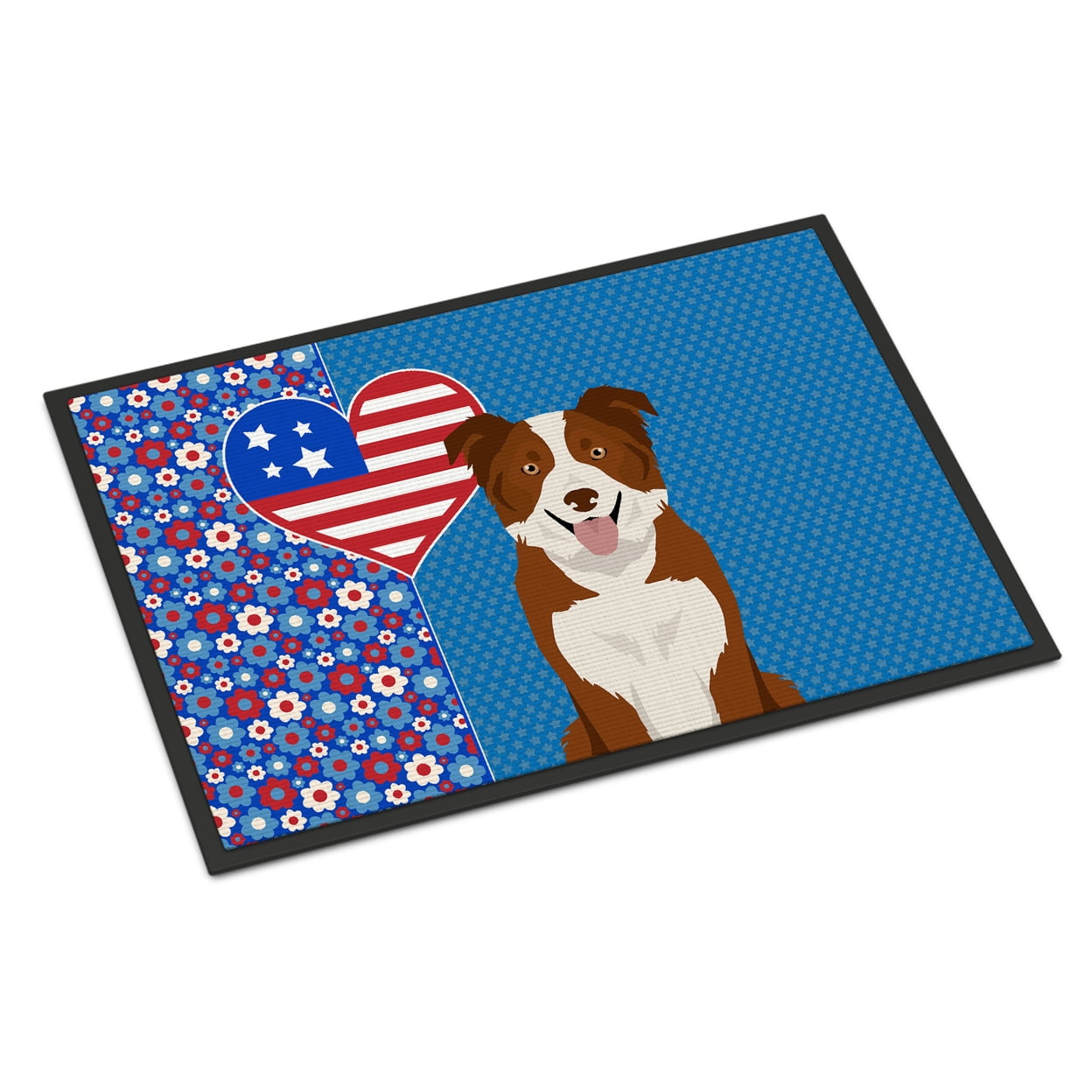 Red and White Border Collie USA American Indoor or Outdoor Mat 24x36 ...