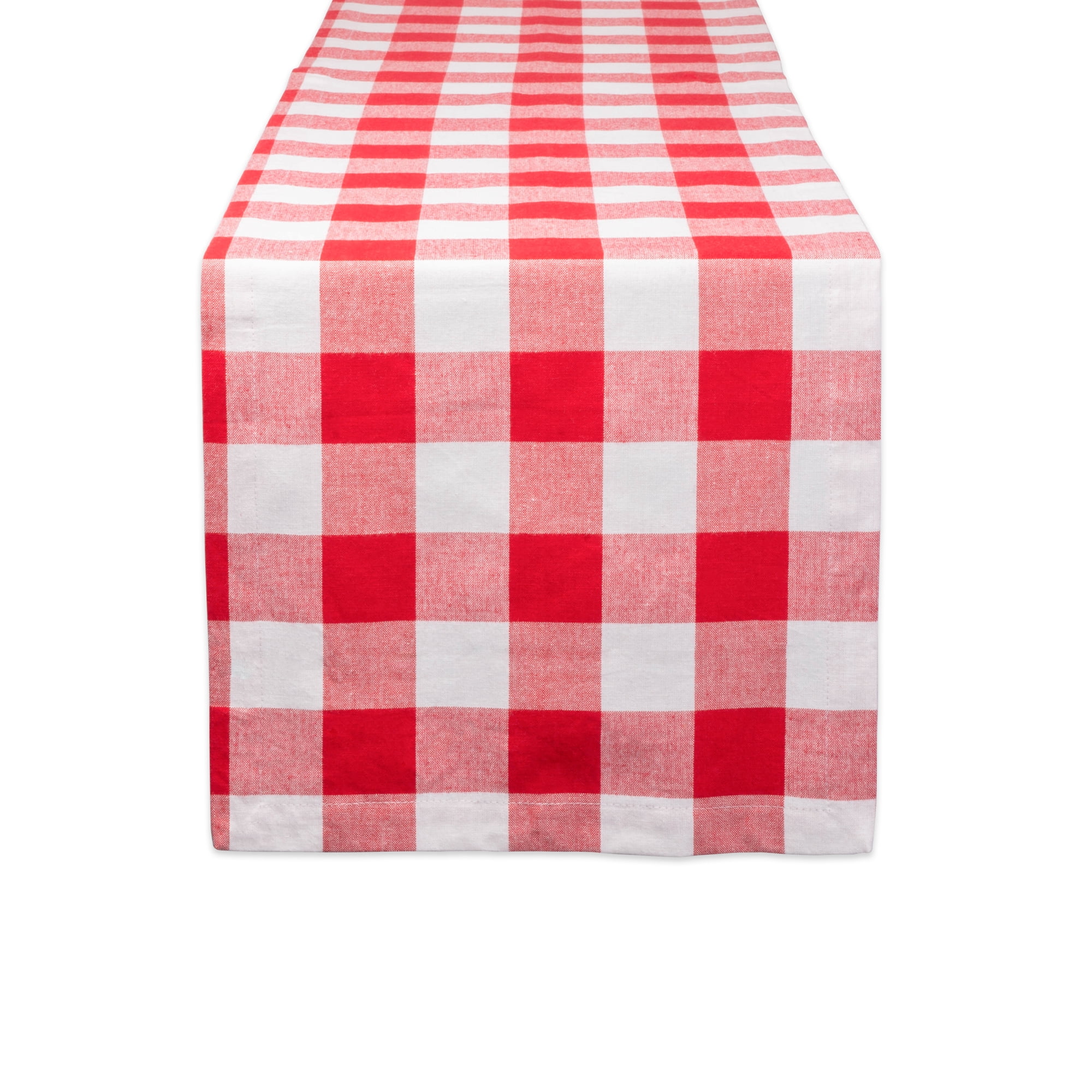 DII 14x108" Modern Cotton Buffalo Check Table Runner in Red and White ...