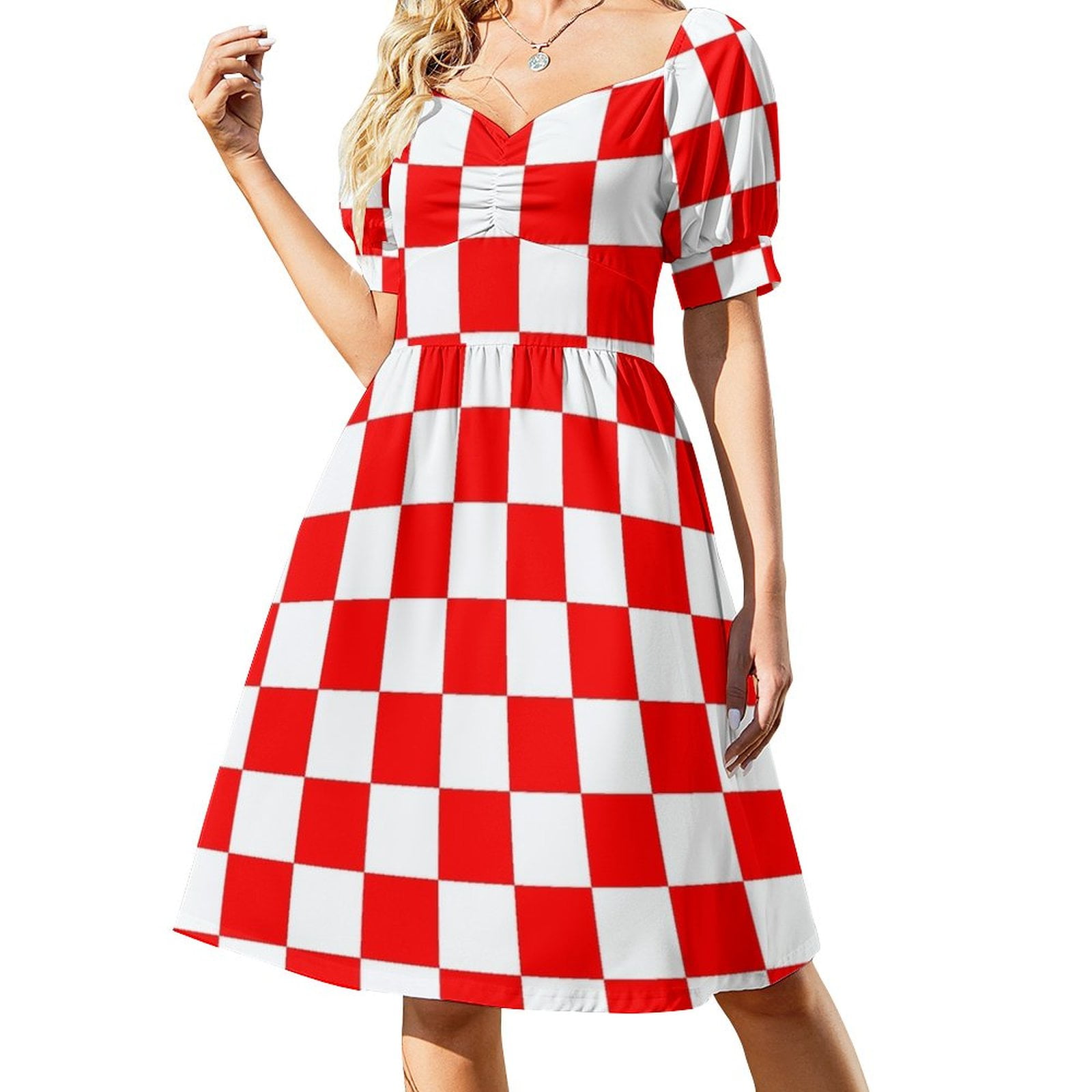 Red and White Checkered Sleeveless Dress clothes for women dresses for ...