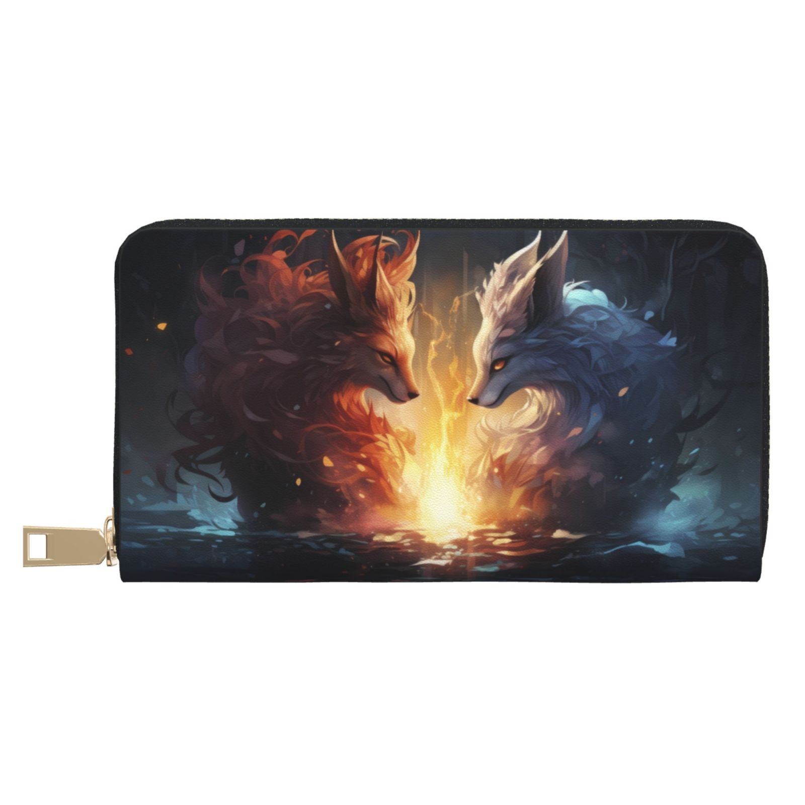 Red and White Flame Fox Wallet Women, Leather Bifold Multi Card Wallet ...