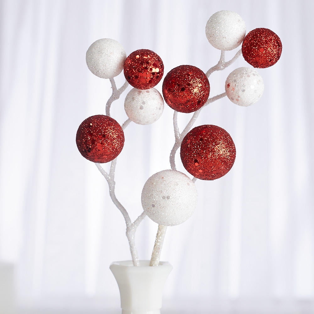 Red and White Glittered Ball Picks: Add Sparkle to Your Celebrations ...