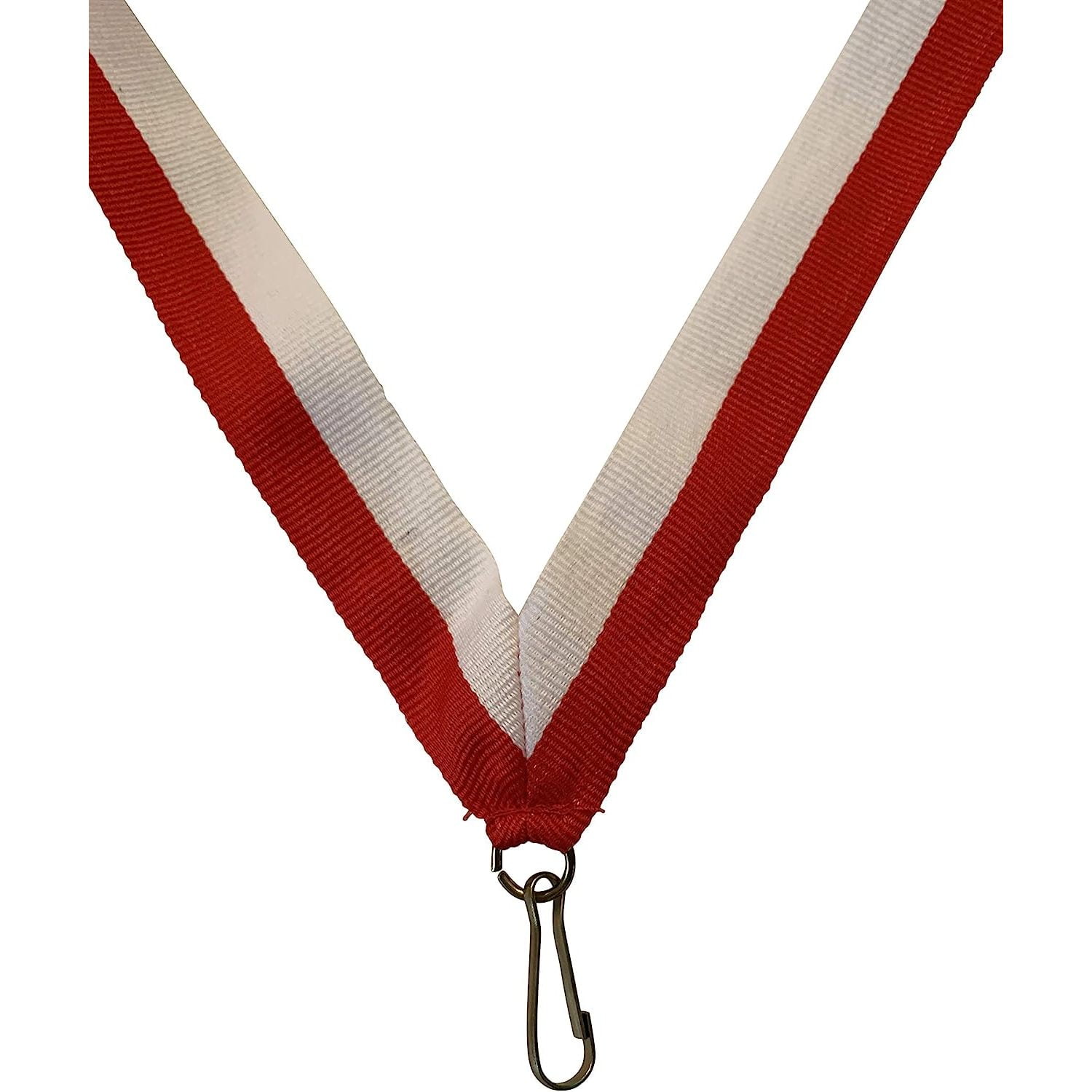 Red and White Neck Ribbons for Medals with Snap Clips Flat Lanyard ...
