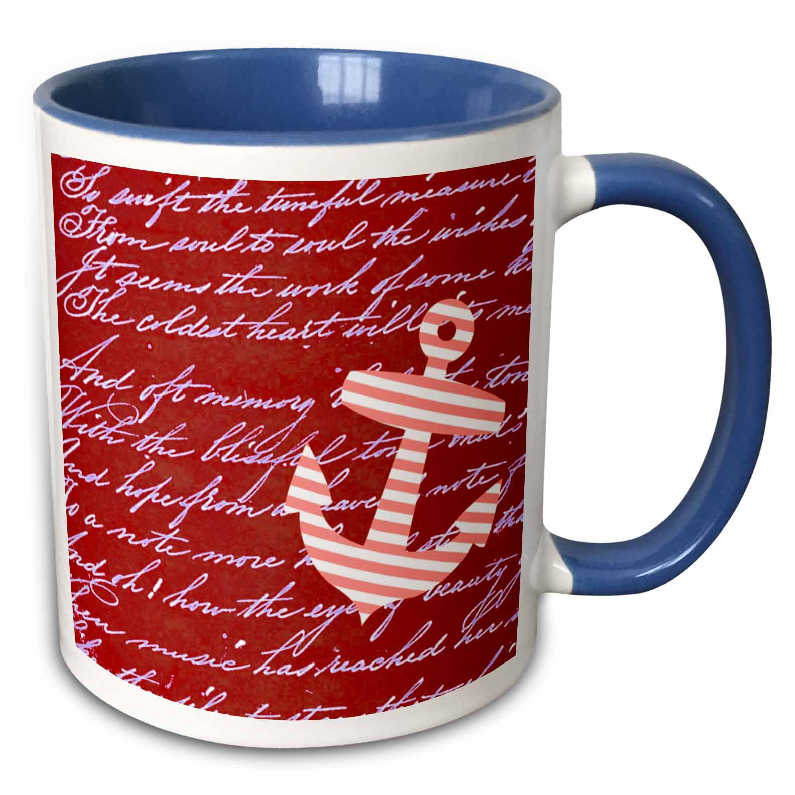 Red and White Stripes anchor on handwritten vintage burgundy - striped ...