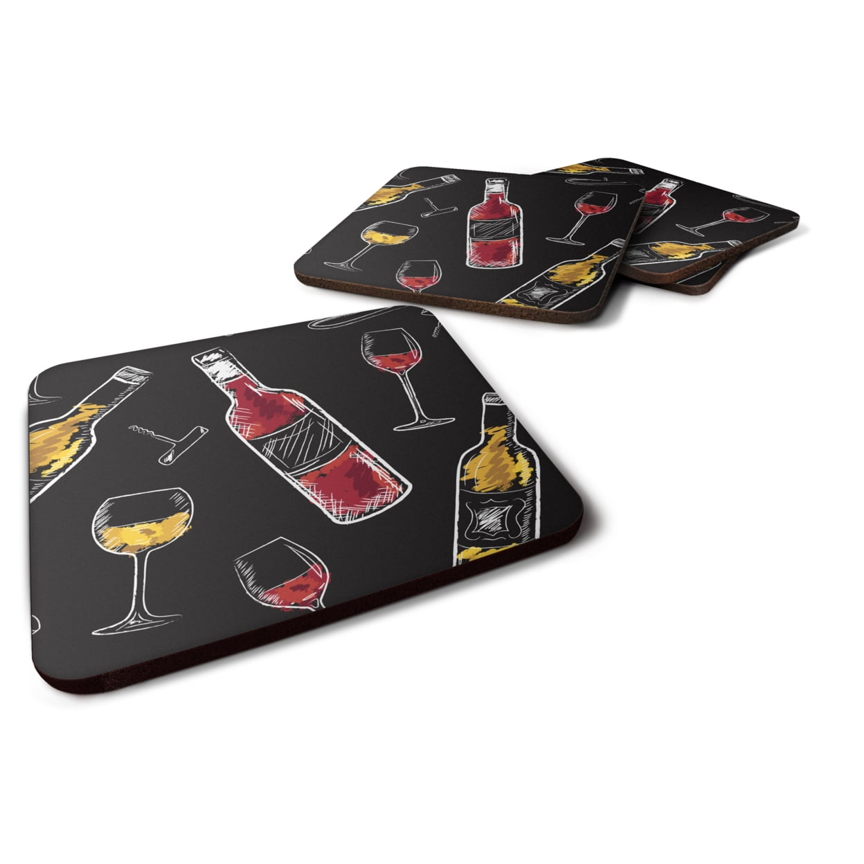 Red and White Wine on Black Foam Coaster Set of 4 - Walmart.com