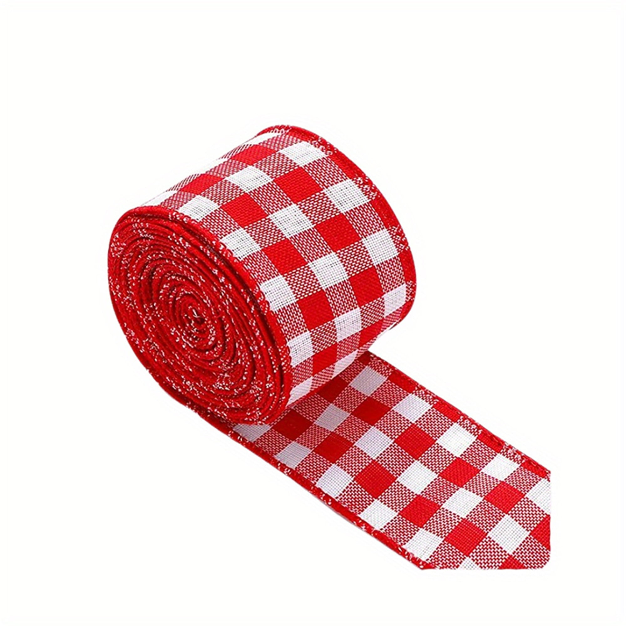 Red and White Wired Ribbon Buffalo Burlap Plaid Stripe Ribbon Patriotic ...